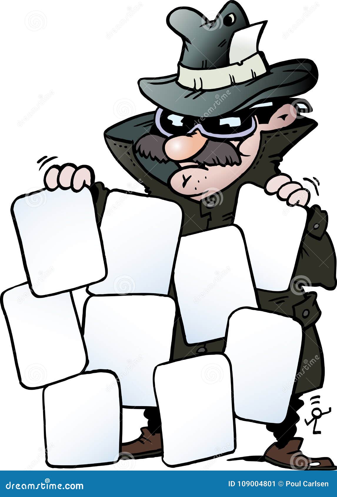 Cartoon Vector Illustration of an Agent with Some Good Cards Stock ...