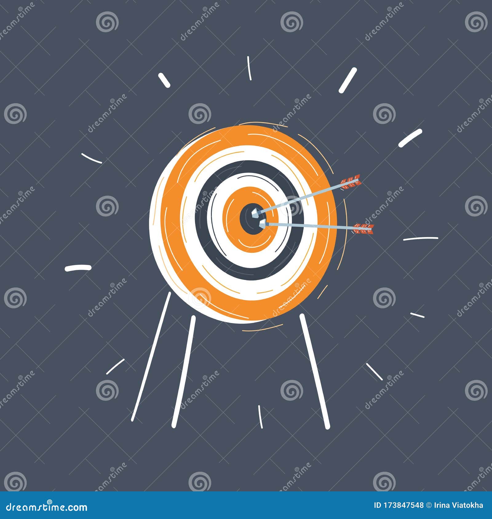 Cartoon Vector Illustration of Archery Target on Dark Stock Vector ...