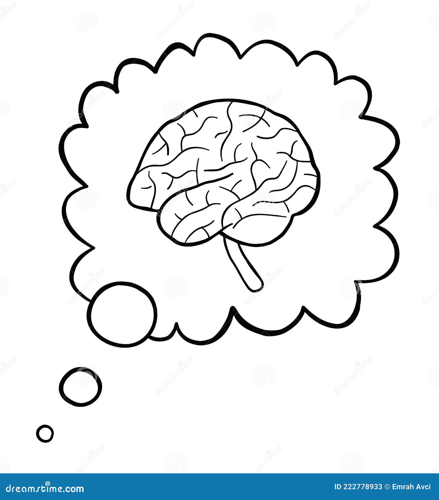 Cartoon Vector Illustration of Brain in Thought Bubble Stock Vector ...