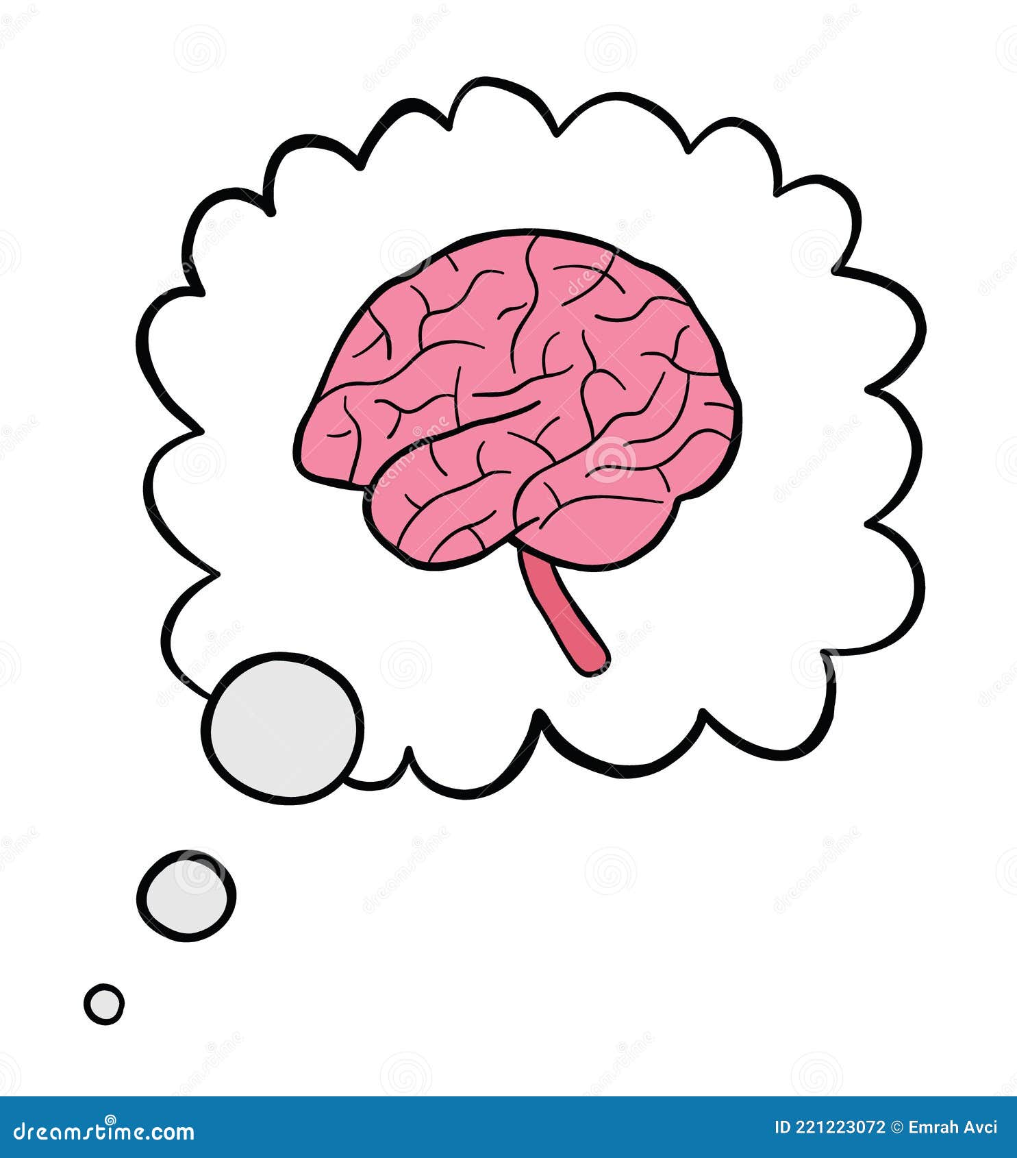 Cartoon Vector Illustration of Brain in Thought Bubble Stock Vector ...