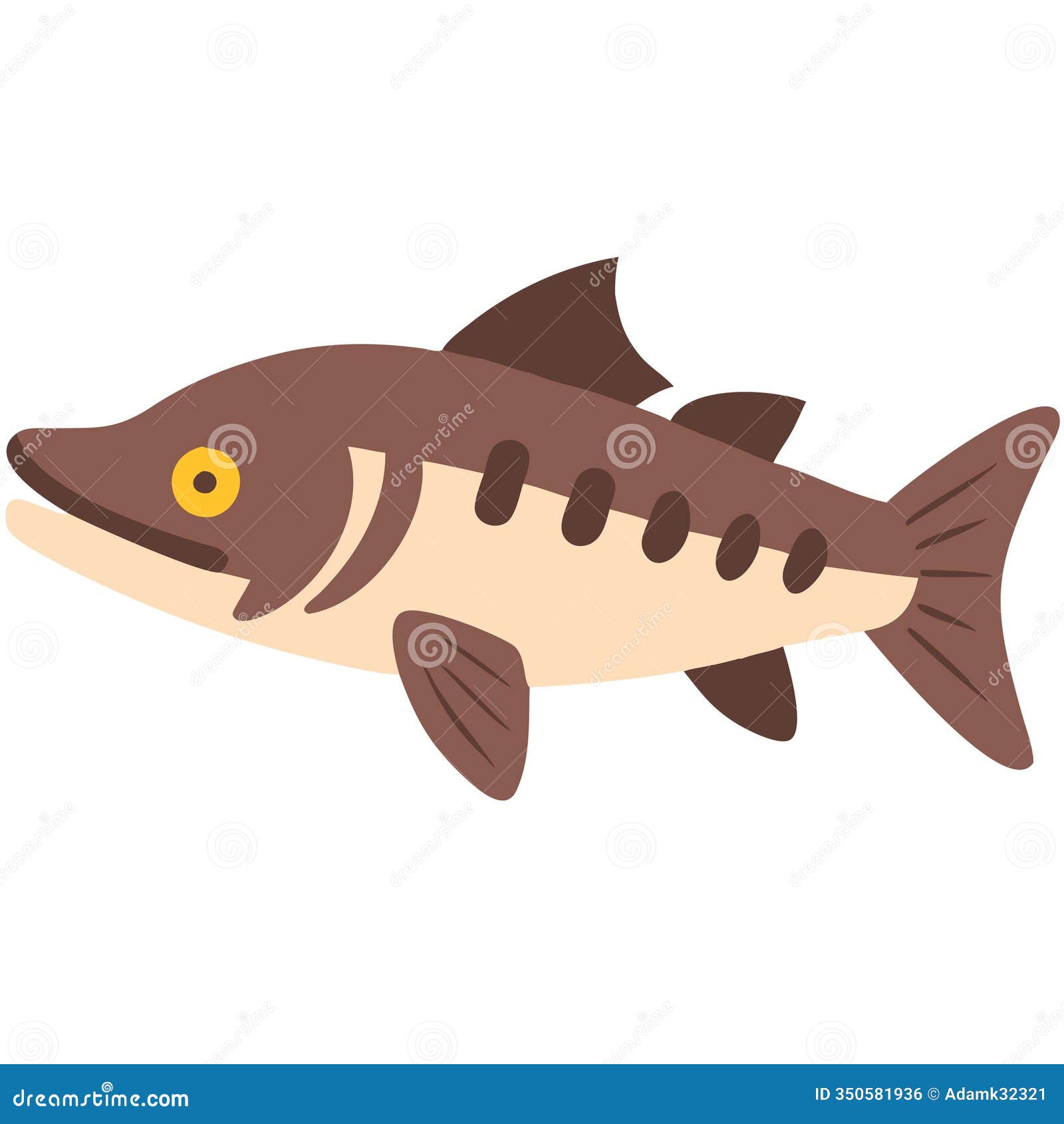Cartoon Vector Illustration of Brown Fish with Unique Fins and Patterns ...