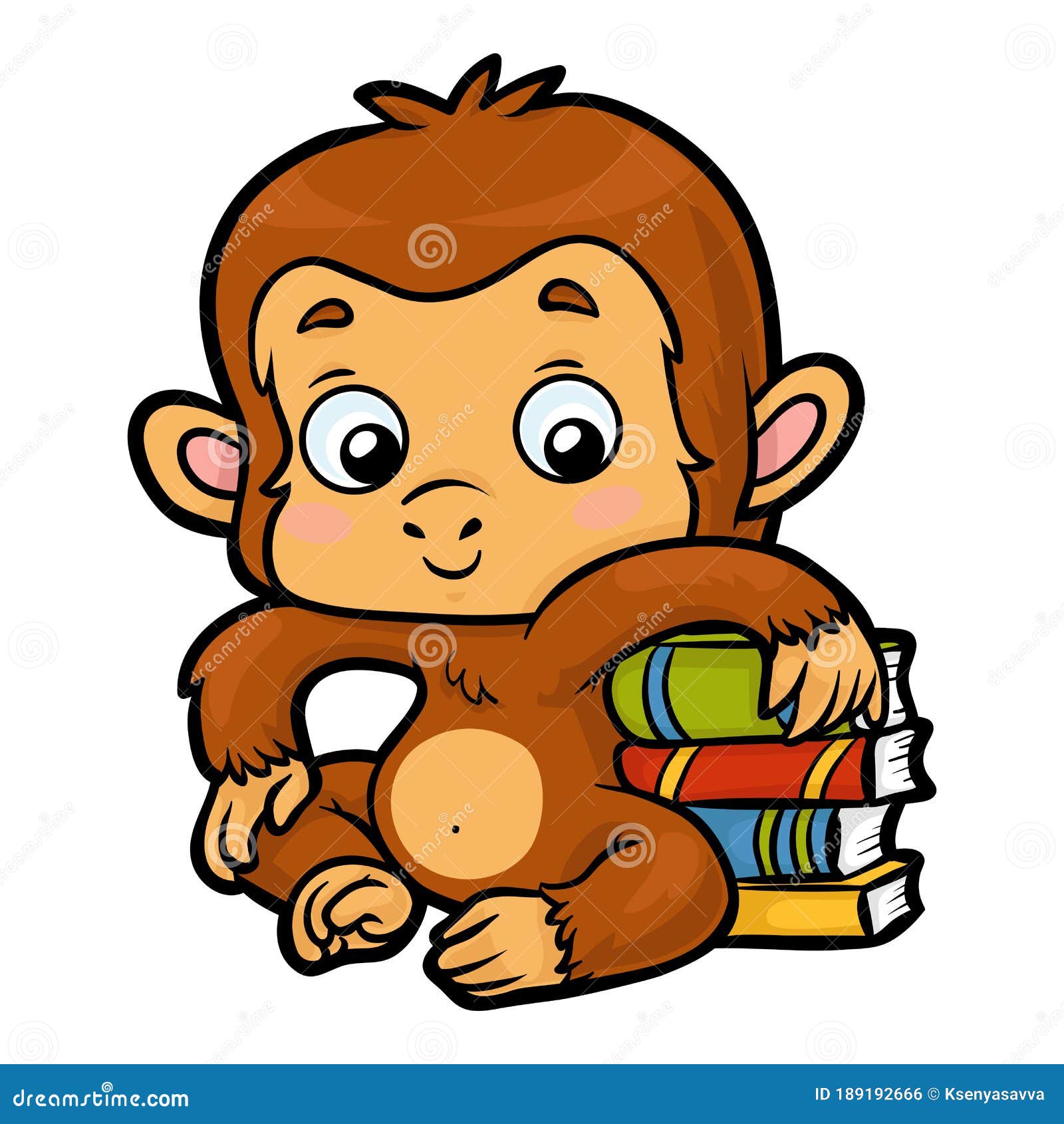 Cartoon Vector Illustration for Children, Monkey and Books Stock Vector ...