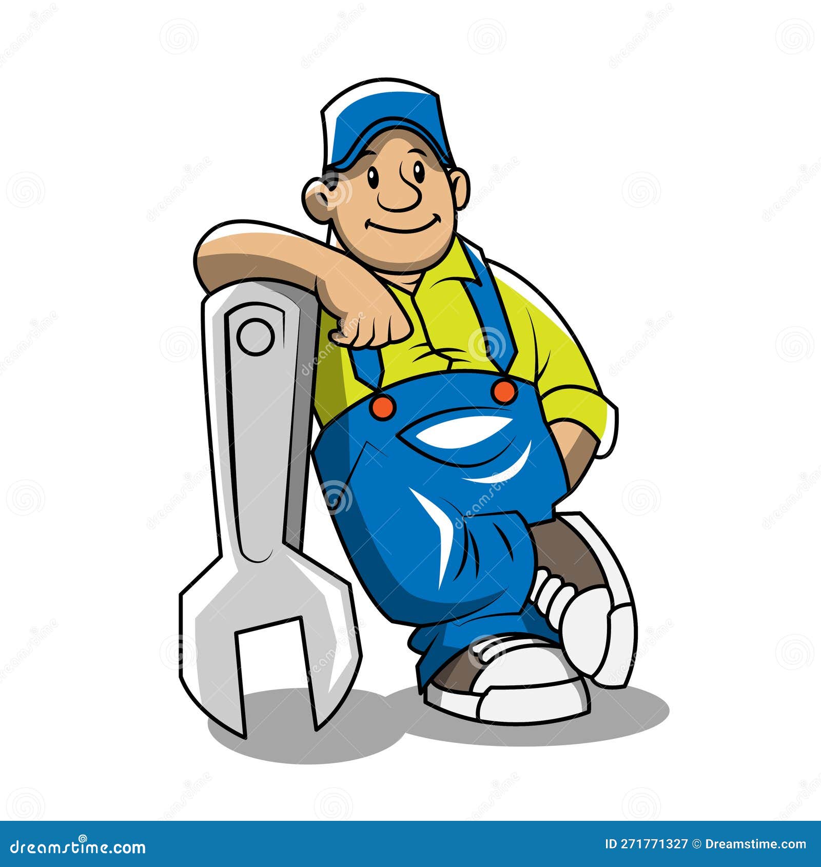 Cartoon Vector Illustration of a Construction Worker or Mechanic Stock ...