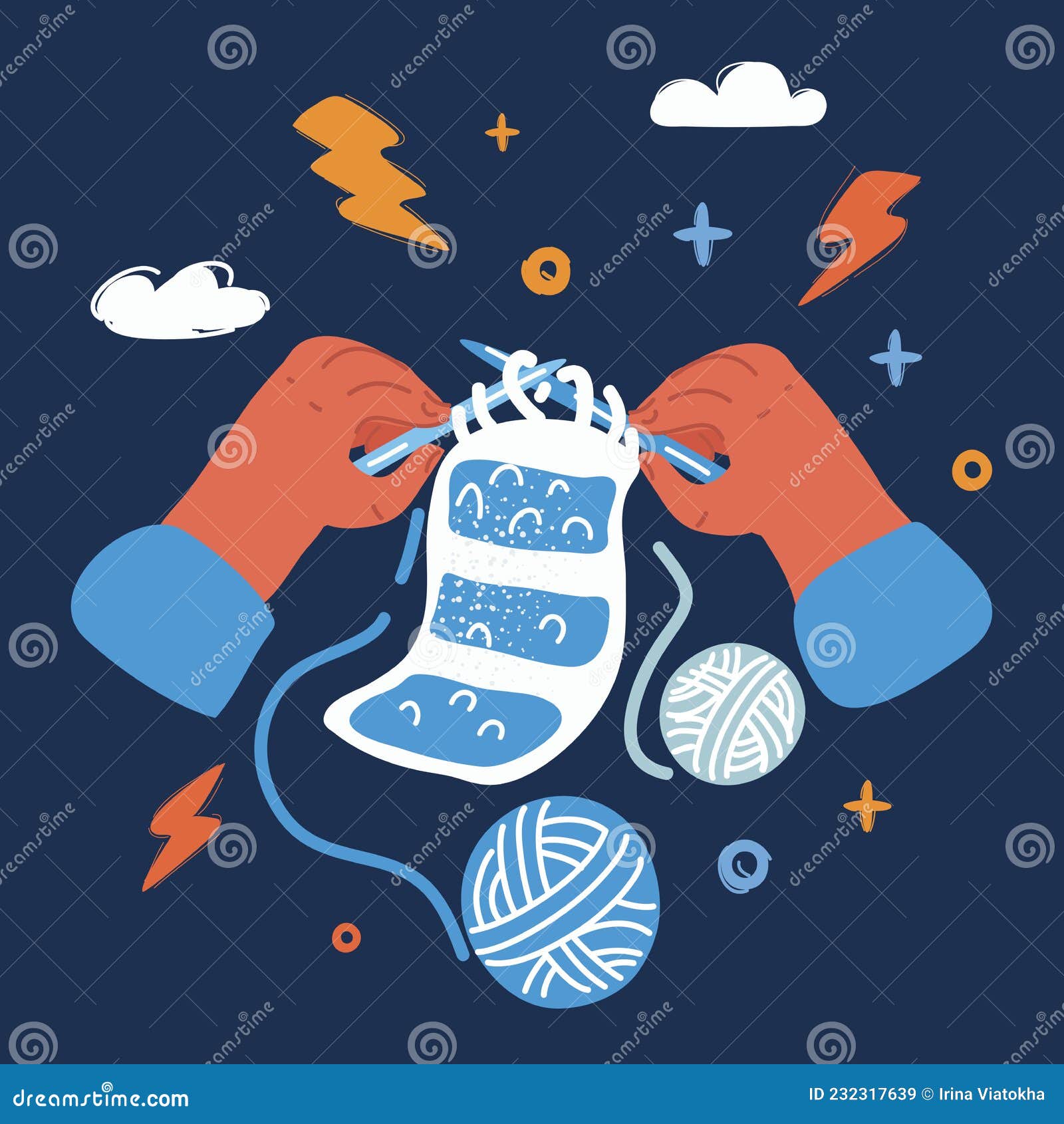 Vector Illustration of Creative Handmade Workshop Knitting. DIY, Craft ...