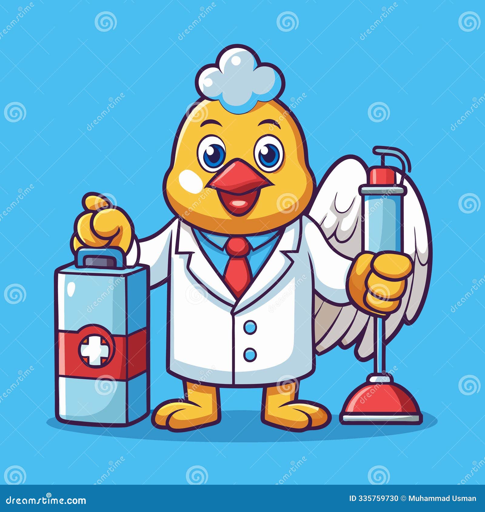 Cartoon Vector Illustration of a Cute Chick Sanitized with Disinfectant ...