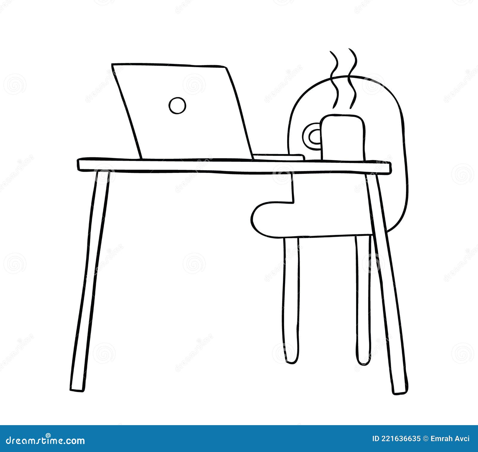 Cartoon Vector Illustration of Desk and Laptop Stock Vector ...