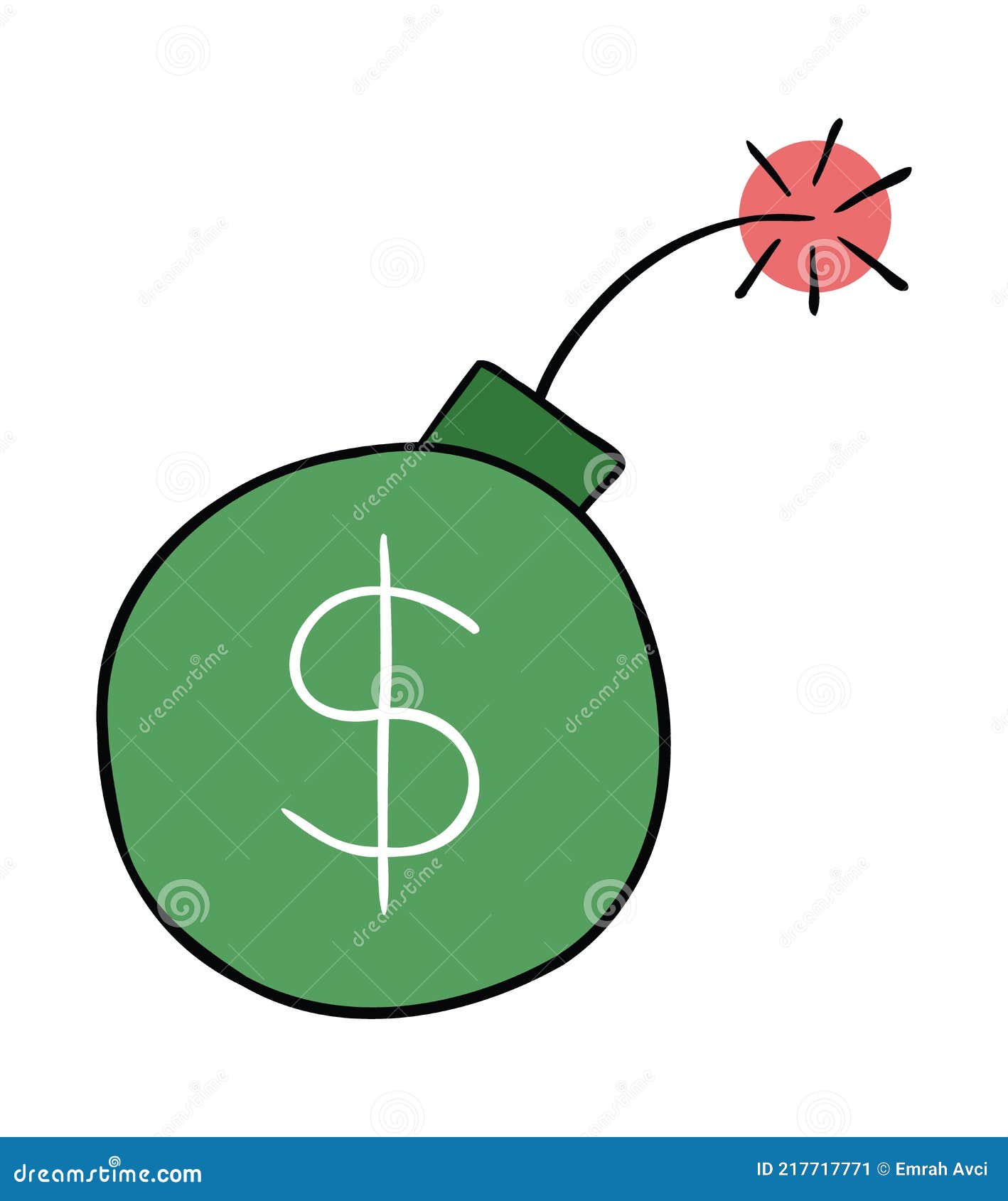 Cartoon Vector Illustration of Dollar Bomb about To Explode Stock ...