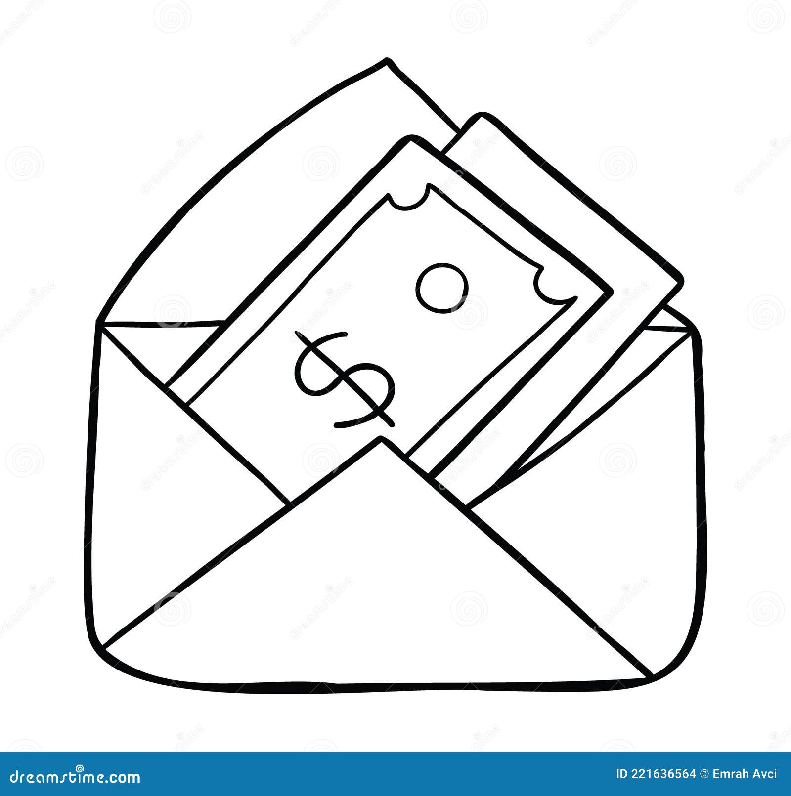 Cartoon Vector Illustration of Dollar Money in Envelope Stock Vector ...