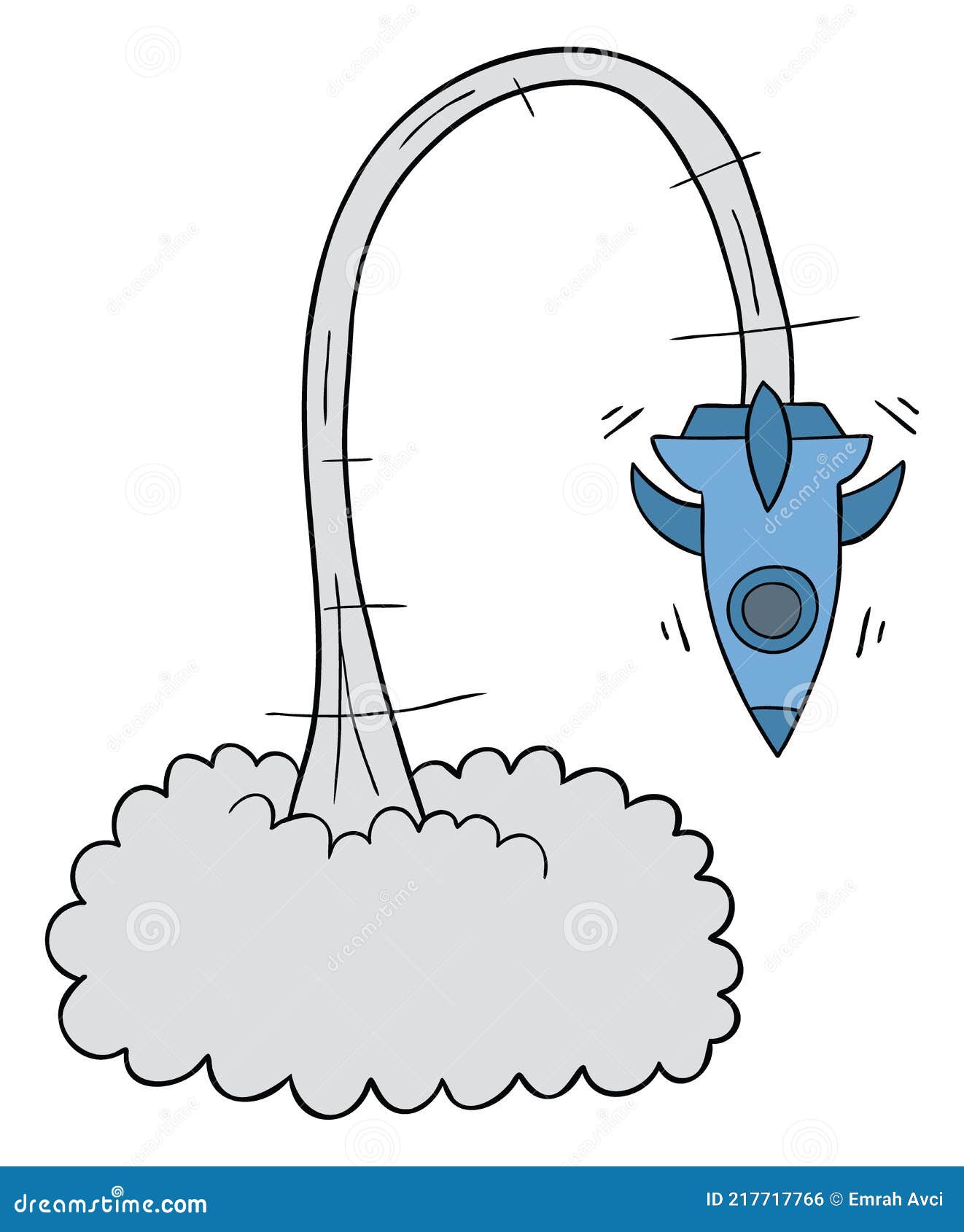 Cartoon Vector Illustration of Failed Rocket, Flying and Falling ...