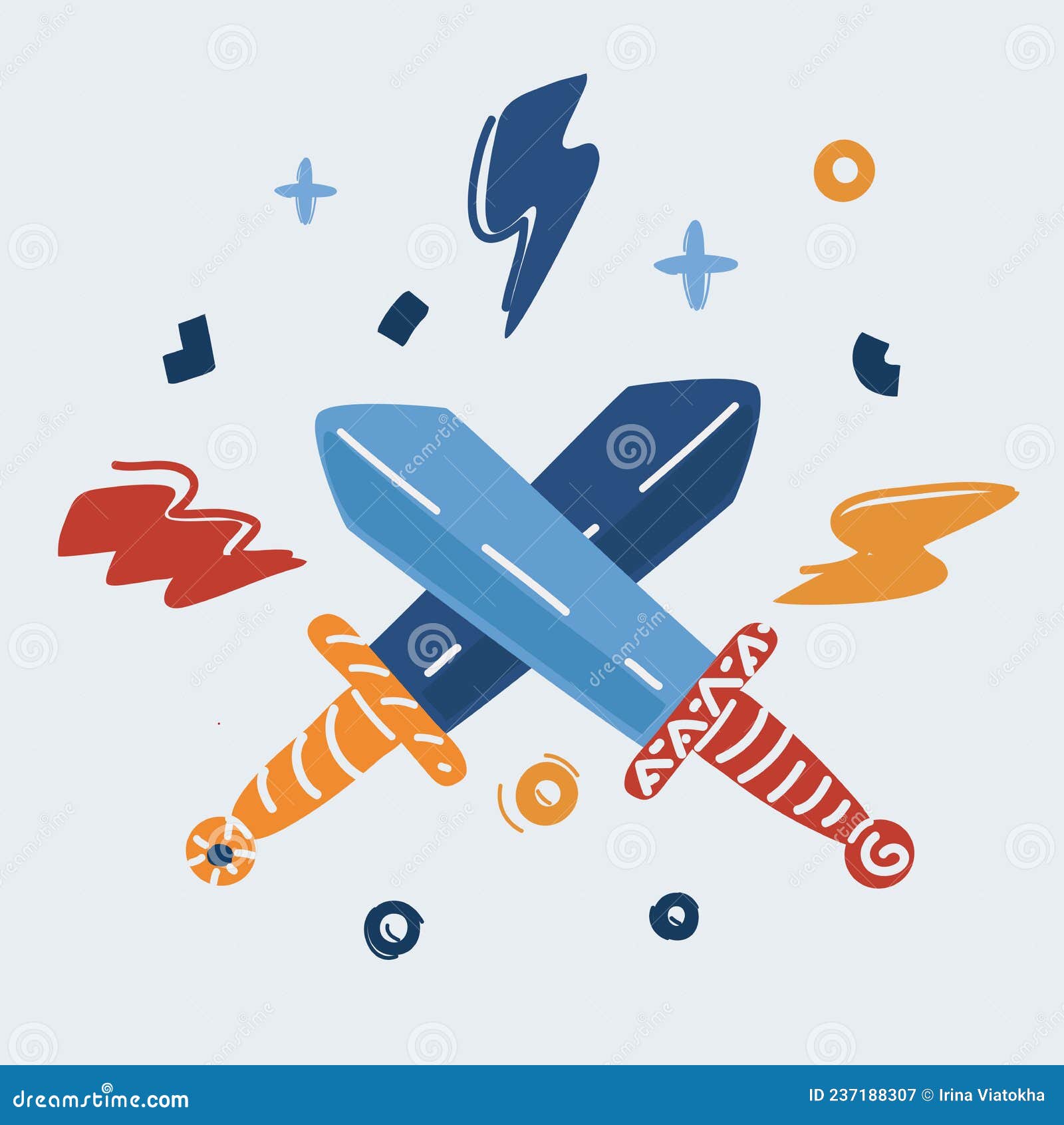 Vector Illustration of Fight of Sword. Stock Vector - Illustration of ...