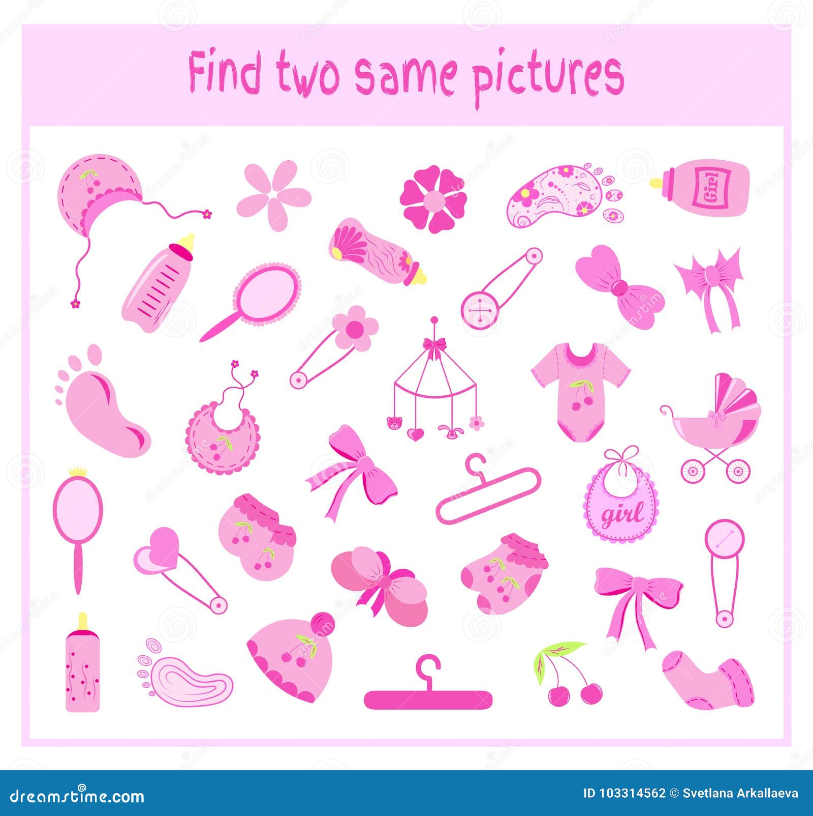 Cartoon Vector Illustration of Finding Two Exactly the Same Pictures ...
