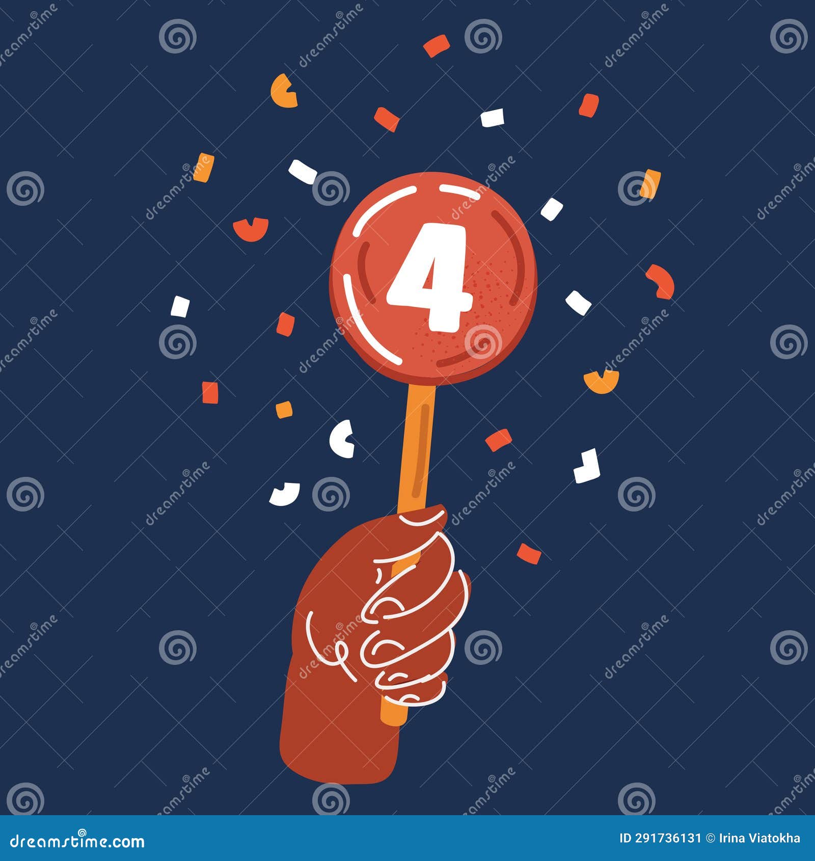 Cartoon Vector Illustration of Four Count Score Banner in Hand Stock ...