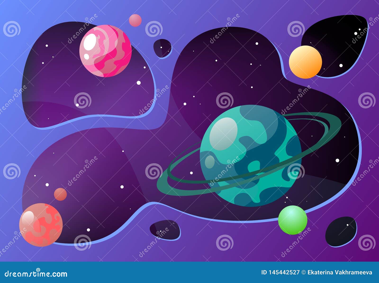 Cartoon Vector Illustration with Free Space. Vector Background Outer ...