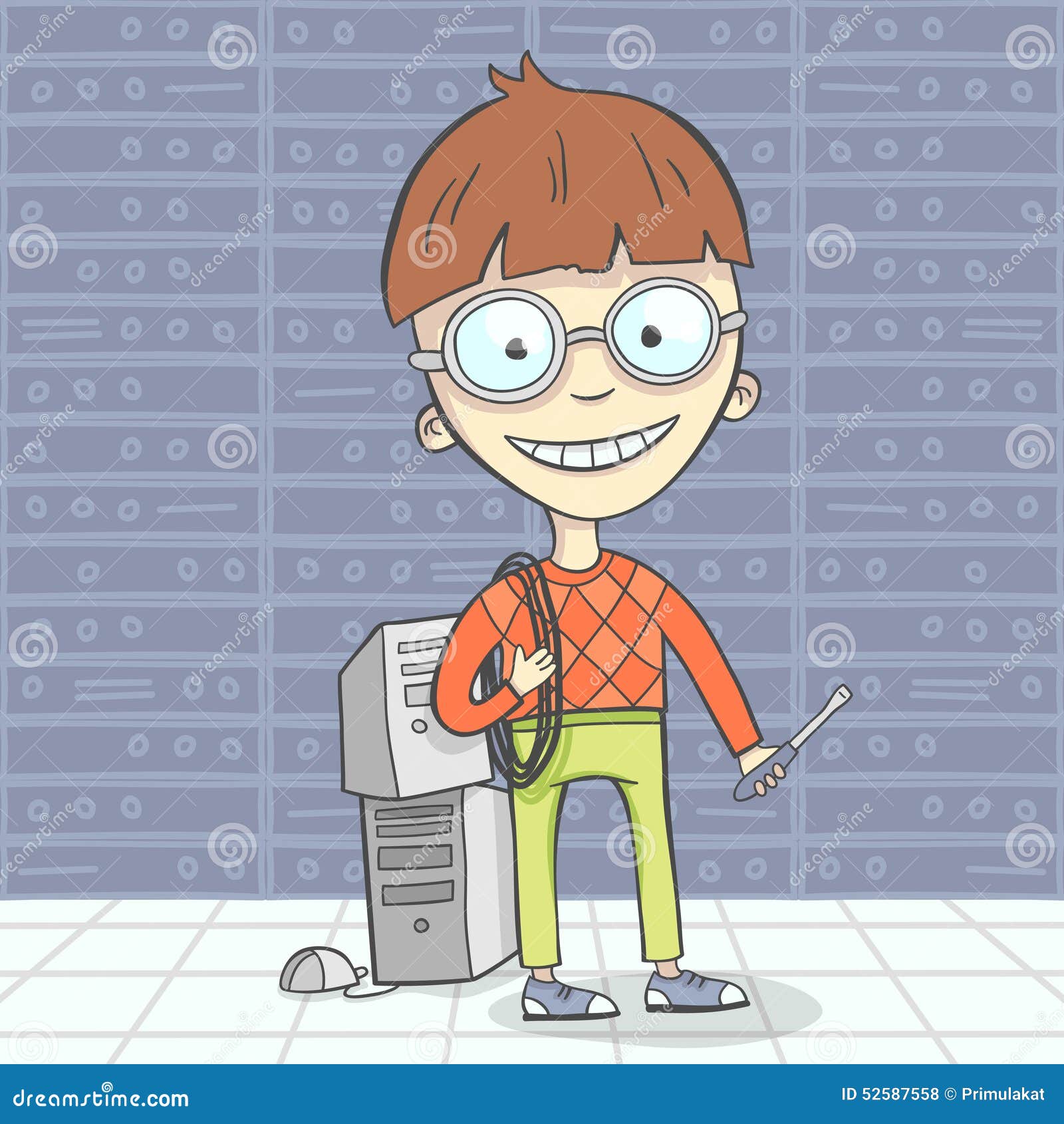 Cartoon Vector Illustration of Geek Man Character Stock Vector ...