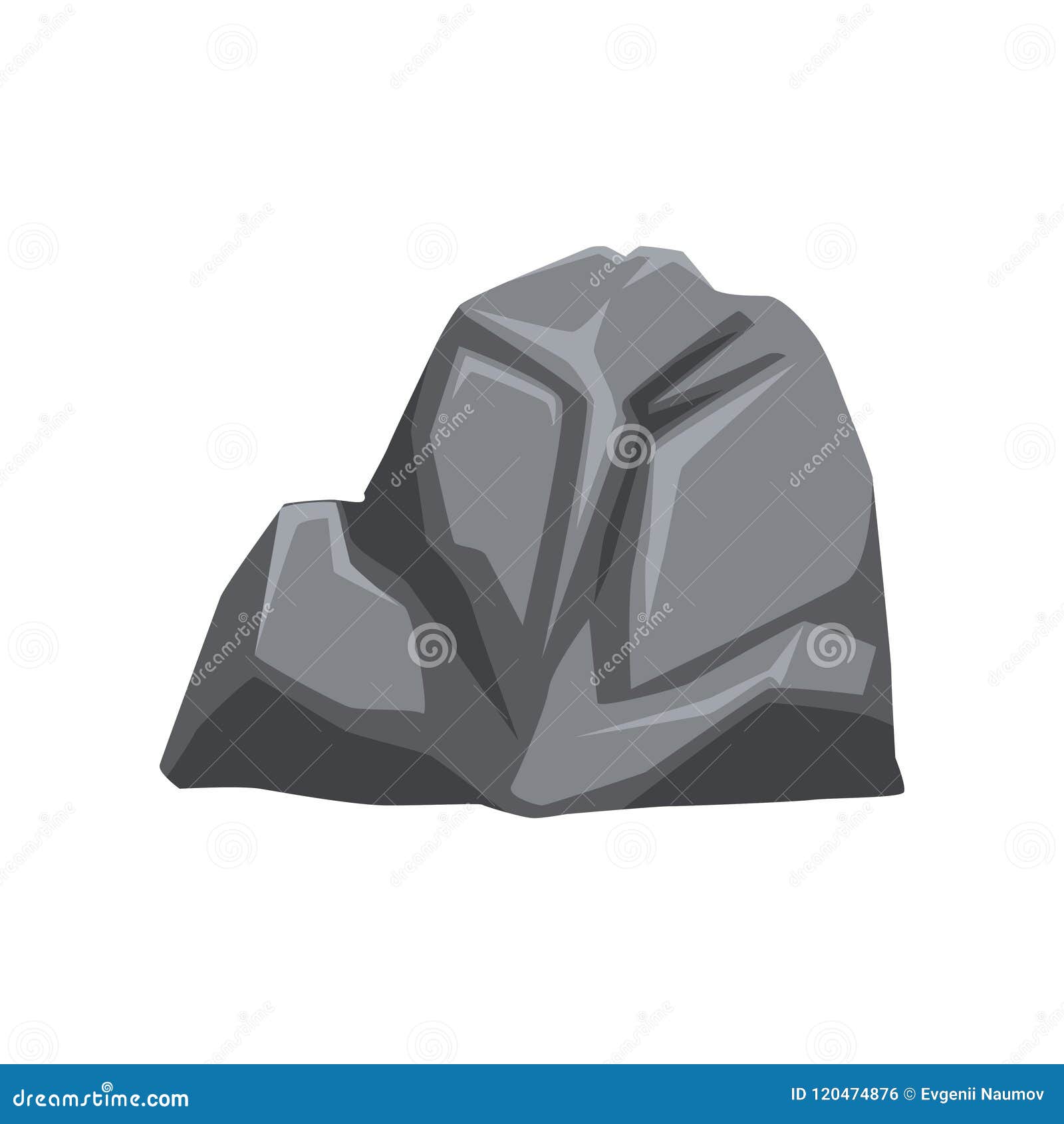Cartoon Vector Illustration of Gray Stone with Lights and Shadows ...