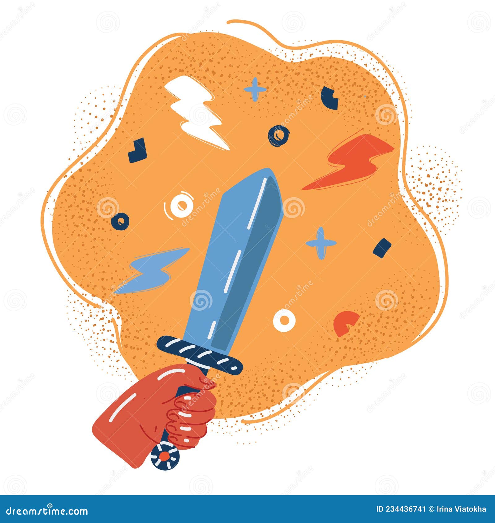 Vector Illustration of Hands with Sword Stock Vector - Illustration of ...