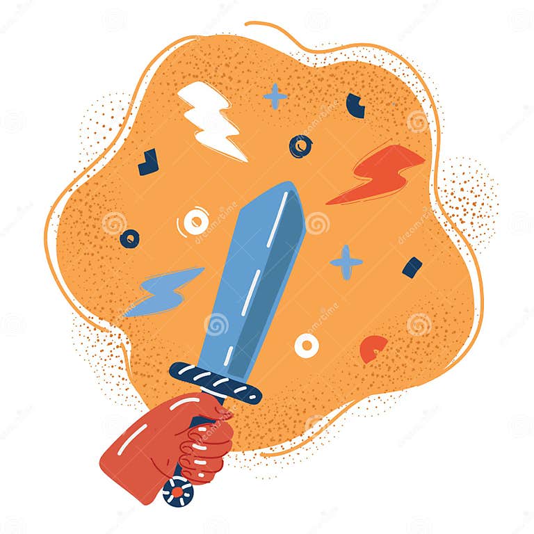 Vector Illustration of Hands with Sword Stock Vector - Illustration of ...