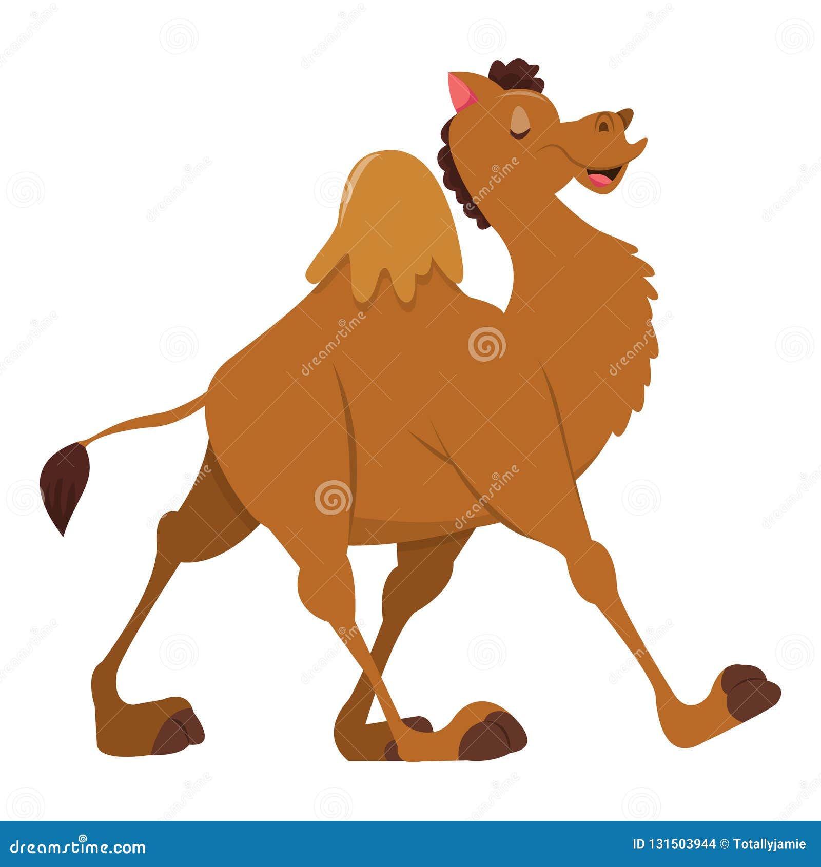Camel Walking. Cute Desert Mammal With Two Fluffy Humps. Exotic ...