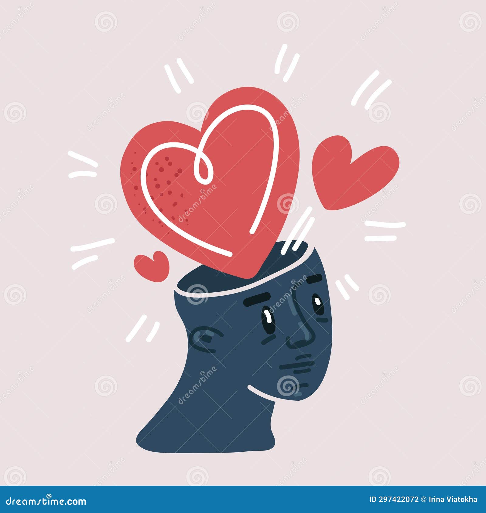 Vector Illustration of Head with Heart Inside. Love, Creativity ...