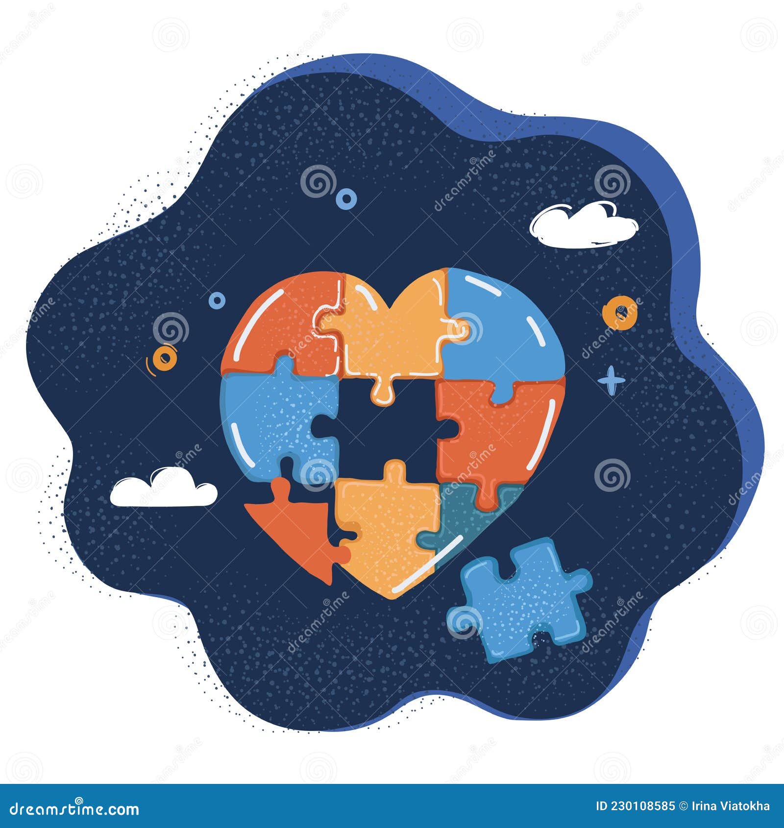 Vector Illustration of Heart Shape Puzzle and Missing Piece Stock ...