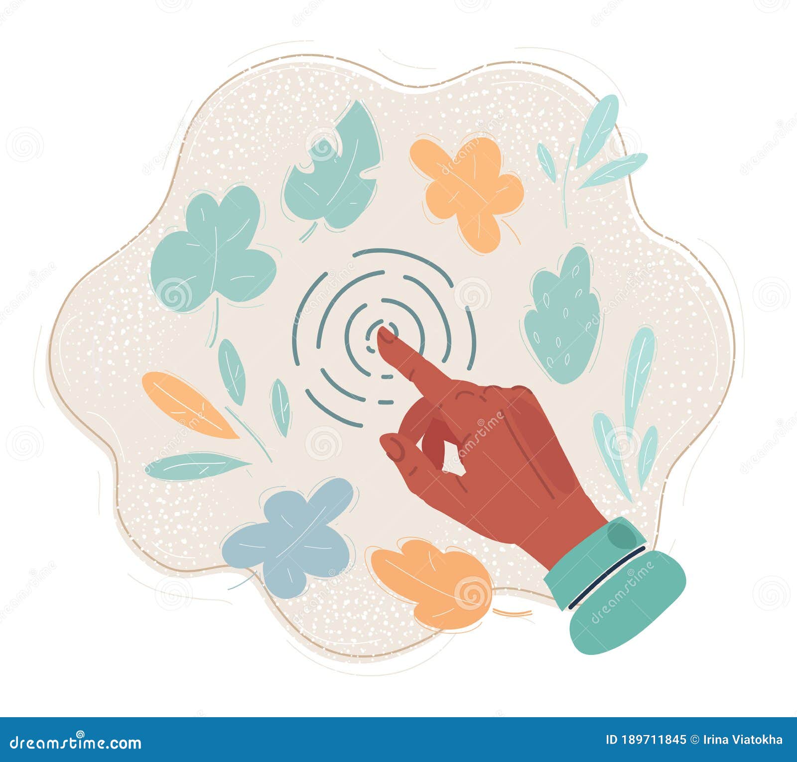 Vector Illustration of Human Hand Touching the Screen. Stock Vector ...