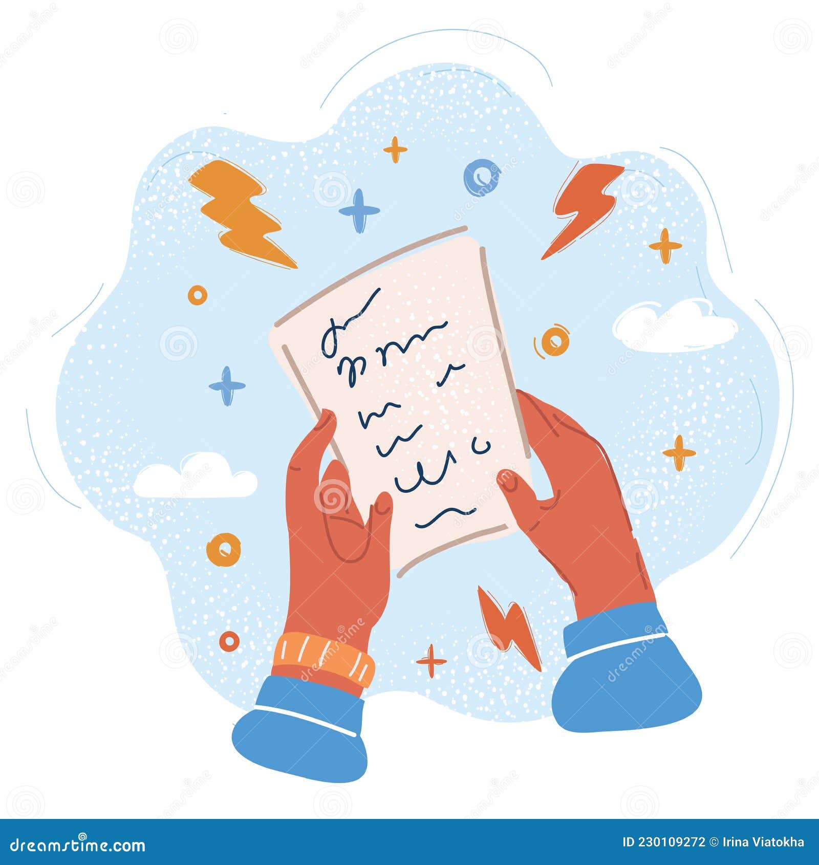 Vector Illustration of Human Hands Holding Mail. Stock Vector ...