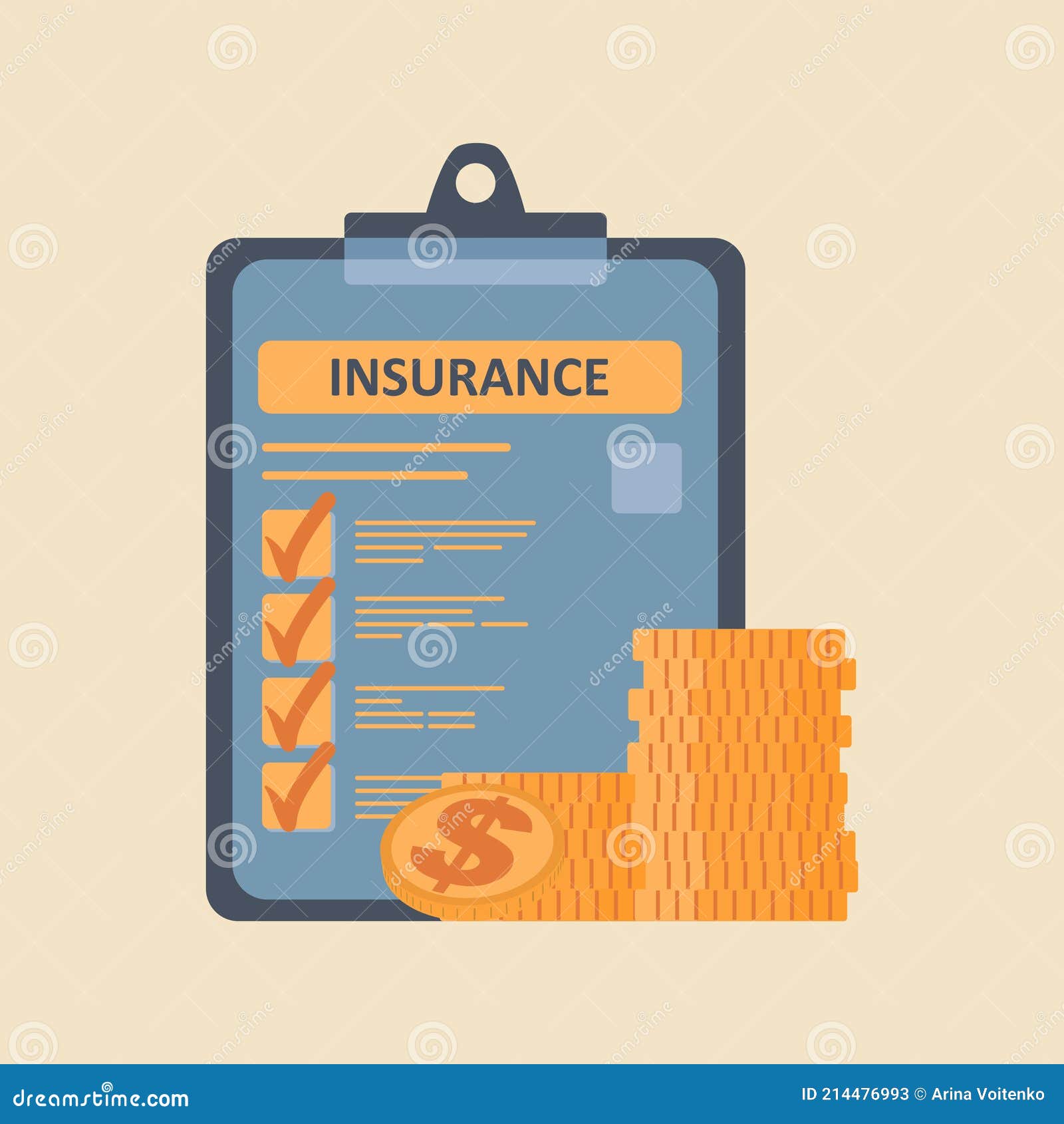Cartoon Vector Illustration of Insurance Contract or Insurance Policy ...