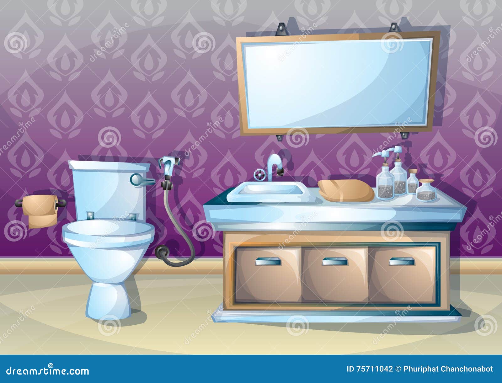 Cartoon Vector Illustration Interior Bathroom Stock Vector ...