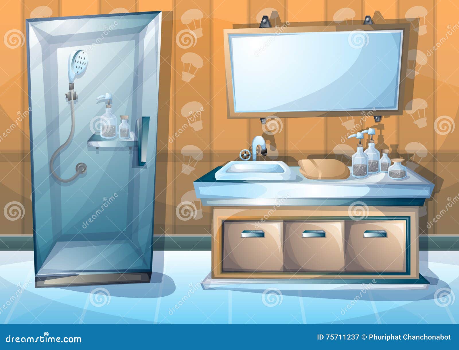 Cartoon Vector Illustration Interior Bathroom Stock Vector ...