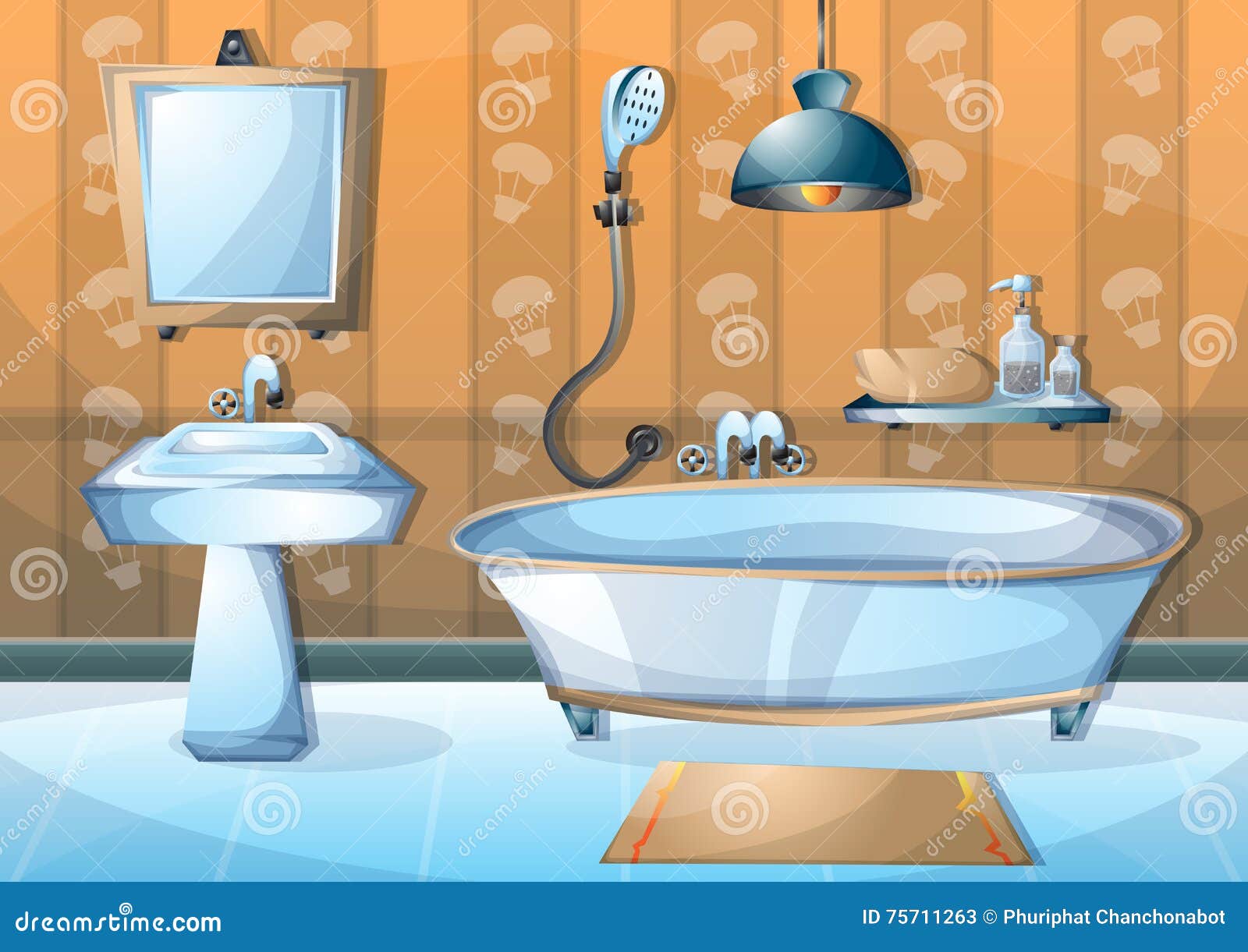 Cartoon Vector Illustration Interior Bathroom Stock Vector ...