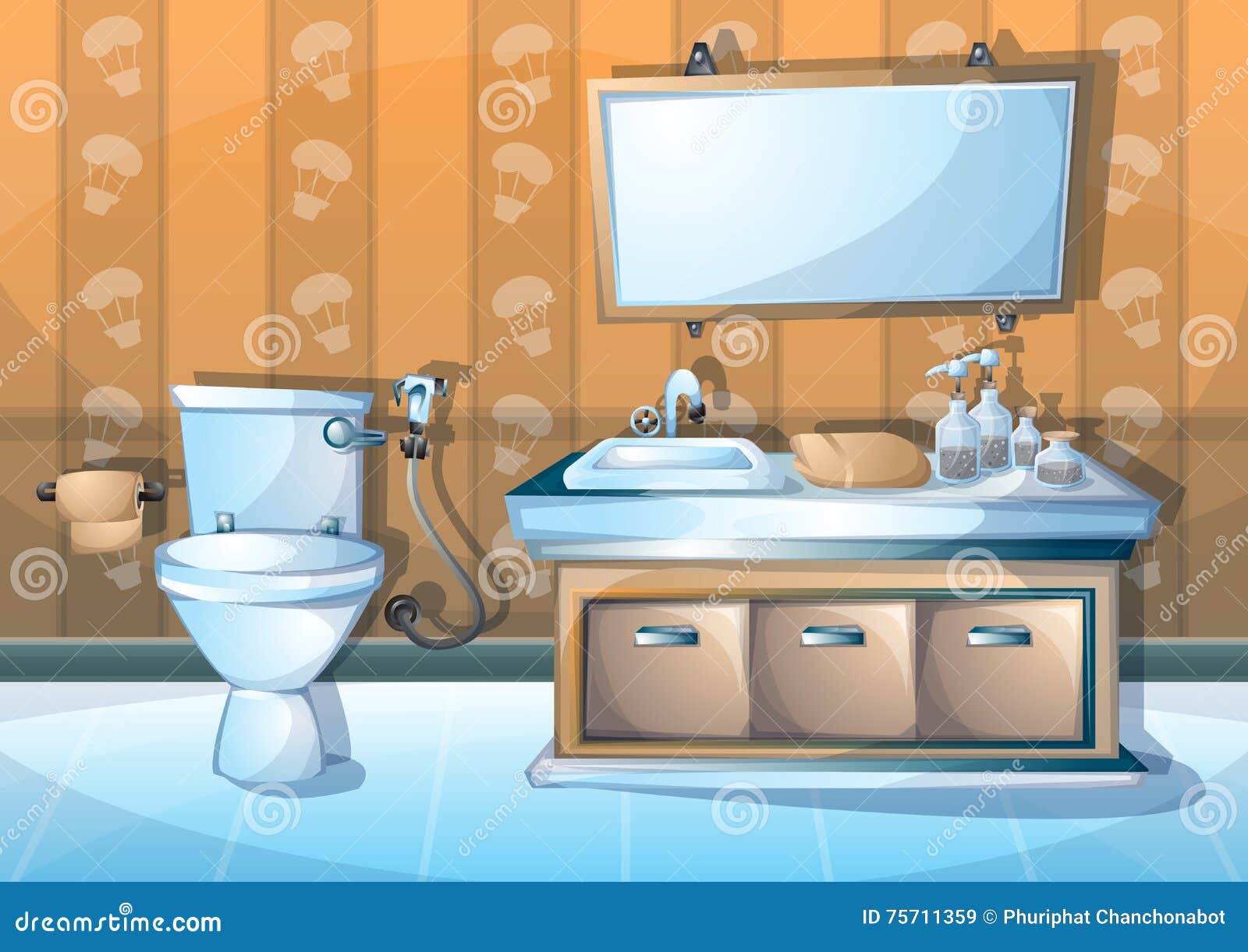 Cartoon Vector Illustration Interior Bathroom Stock Vector ...