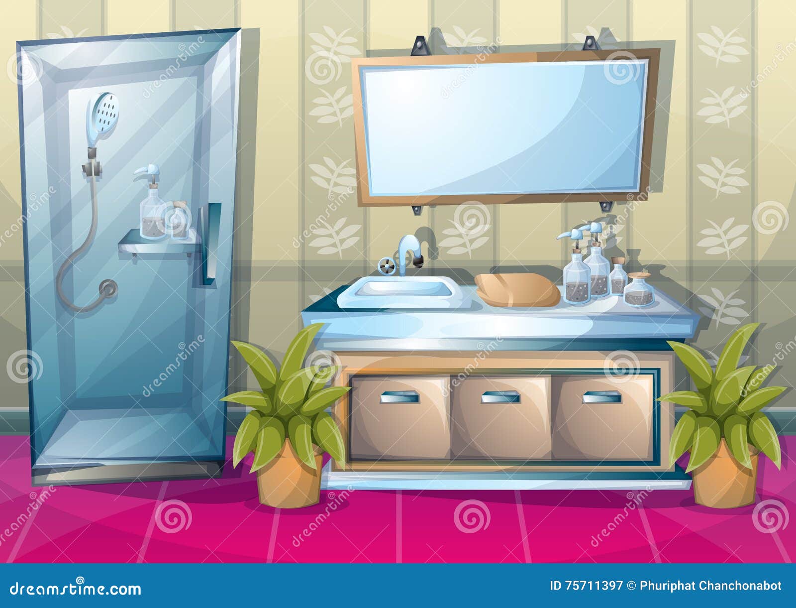 Cartoon Vector Illustration Interior Bathroom Stock Vector ...