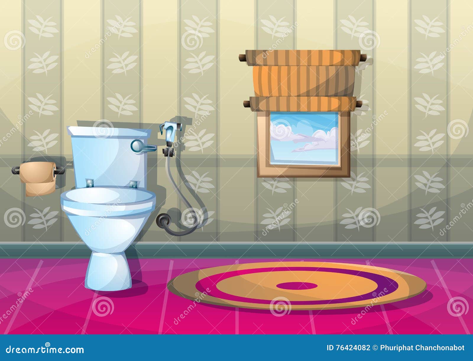 Cartoon Vector Illustration Interior Bathroom Stock Vector ...
