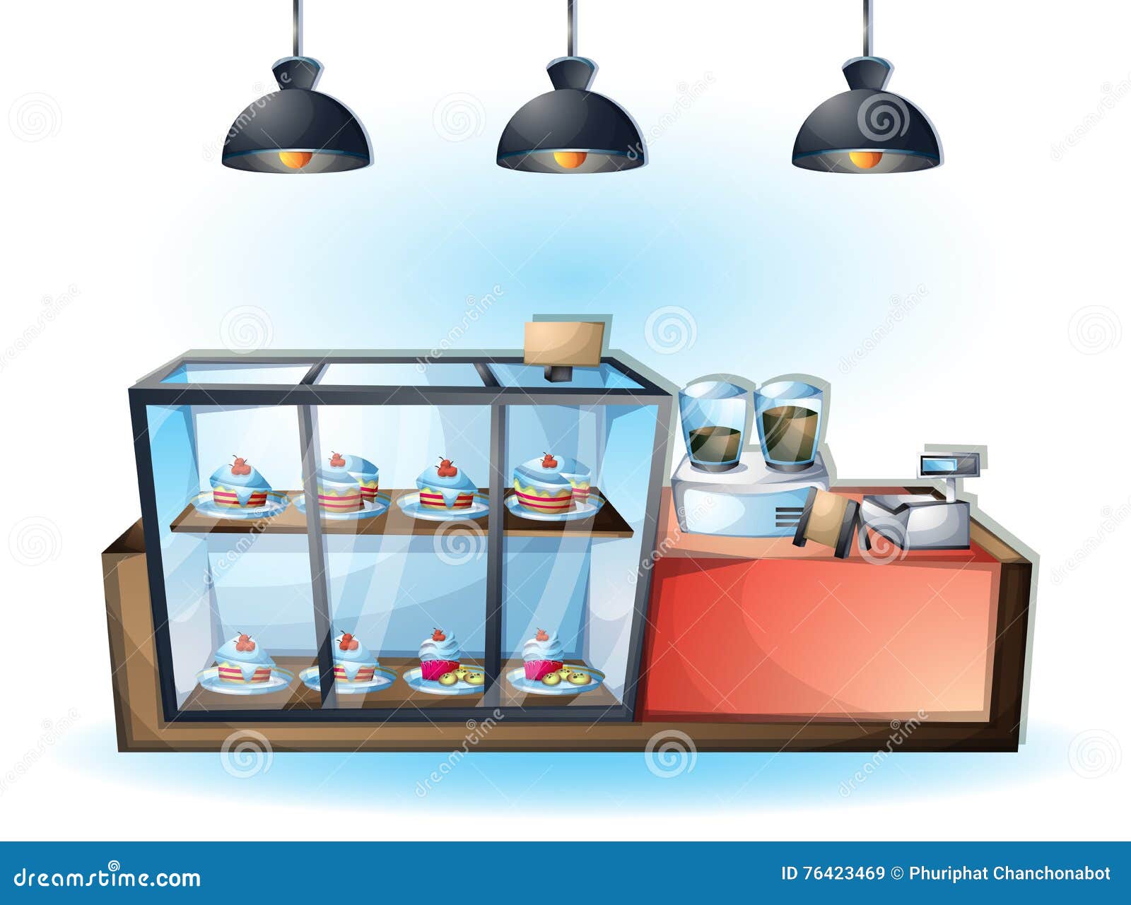 Cartoon Vector Illustration Interior Cafe Room with Separated Layers ...