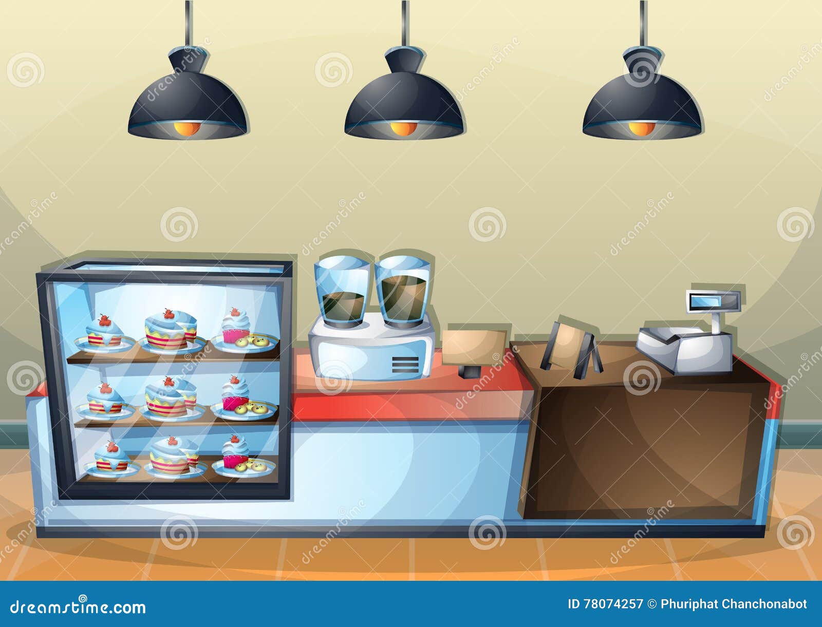Cartoon Vector Illustration Interior Cafe Room with Separated Layers ...