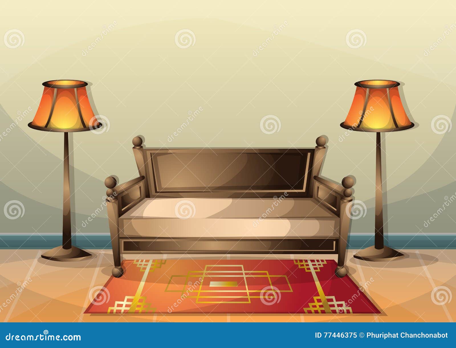 Cartoon Vector Illustration Interior Chinese Room with Separated Layers ...