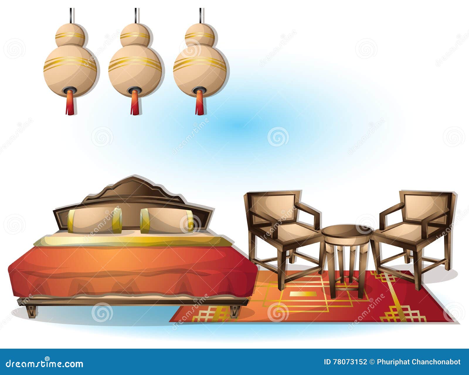Cartoon Vector Illustration Interior Chinese Room with Separated Layers ...