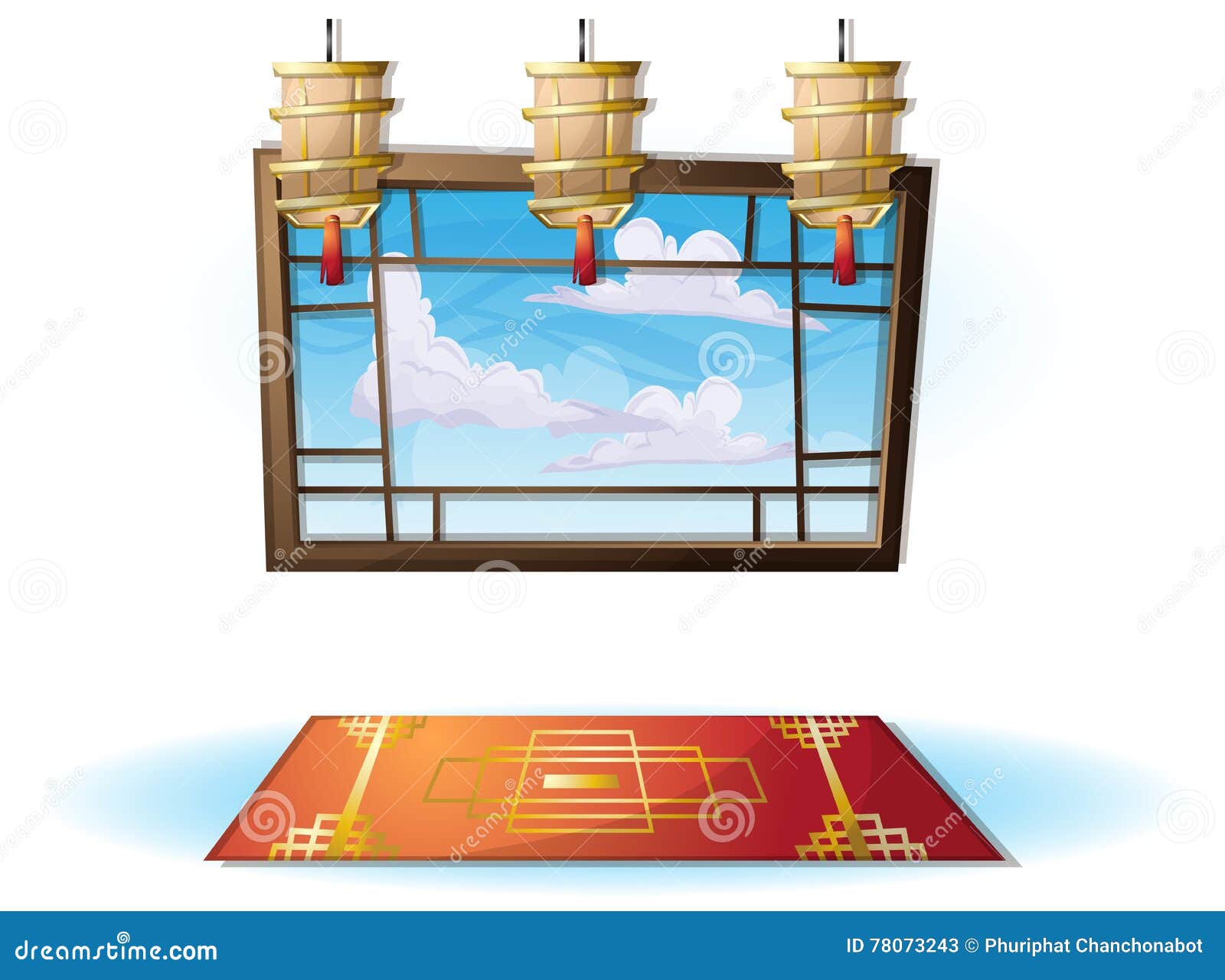 Cartoon Vector Illustration Interior Chinese Room with Separated Layers ...