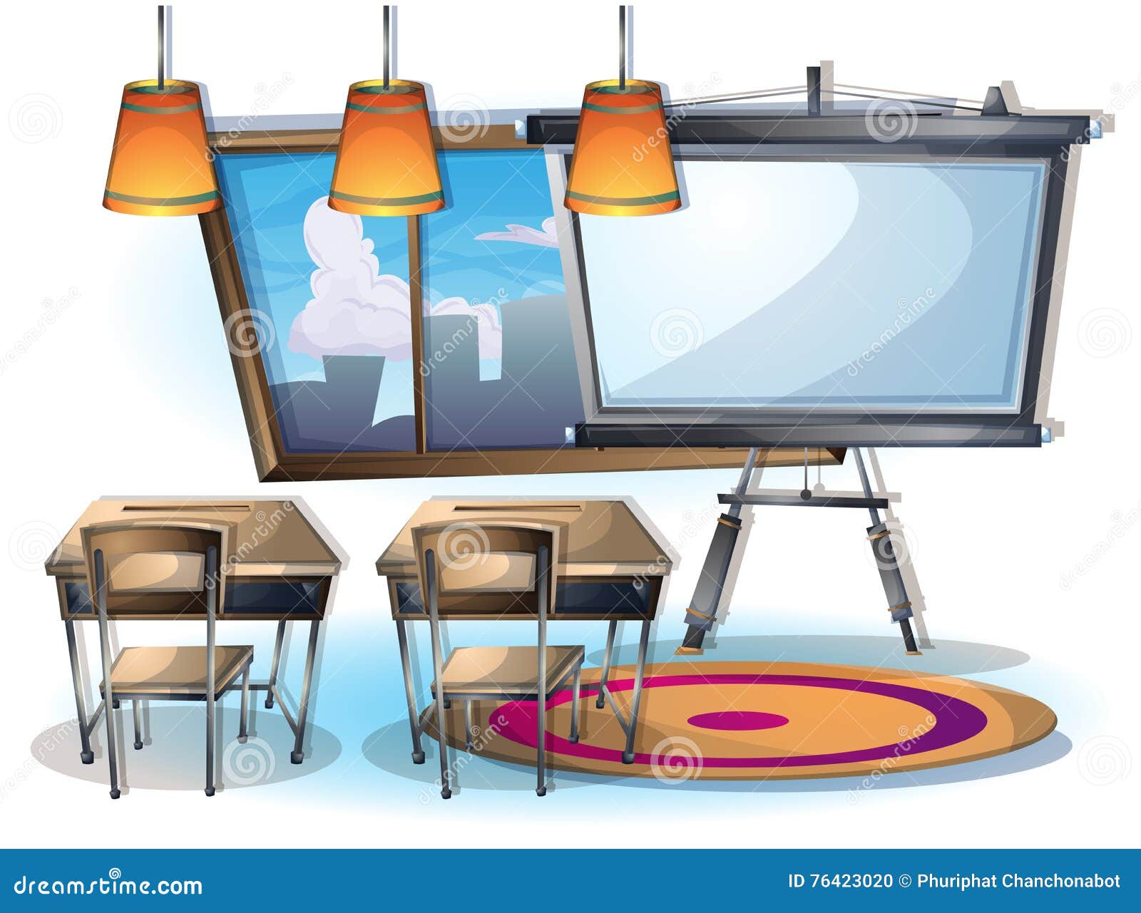 Cartoon Vector Illustration Interior Classroom with Separated Layers ...