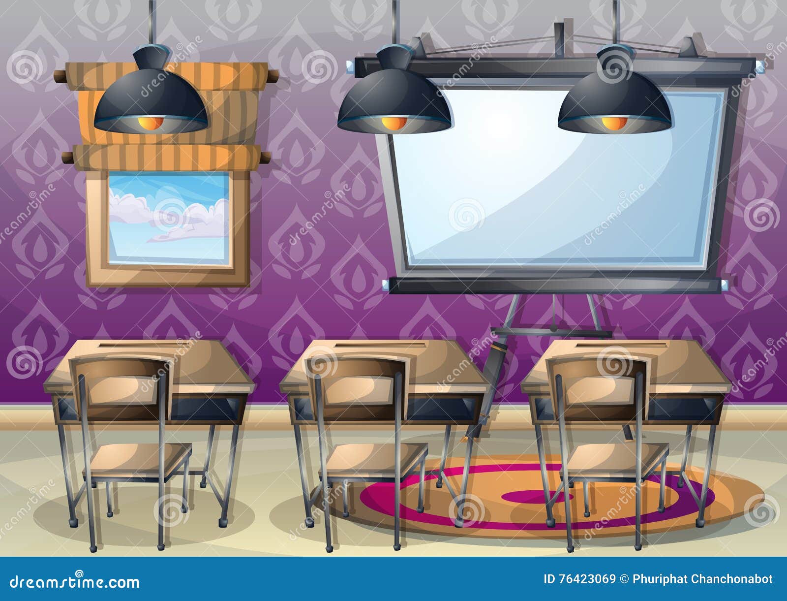 Cartoon Vector Illustration Interior Classroom with Separated Layers ...
