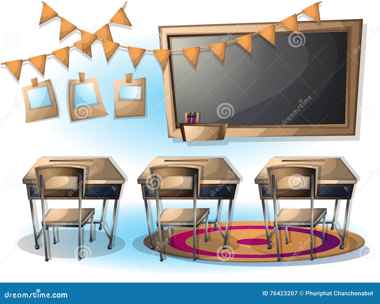 Cartoon Vector Illustration Interior Classroom with Separated Layers ...