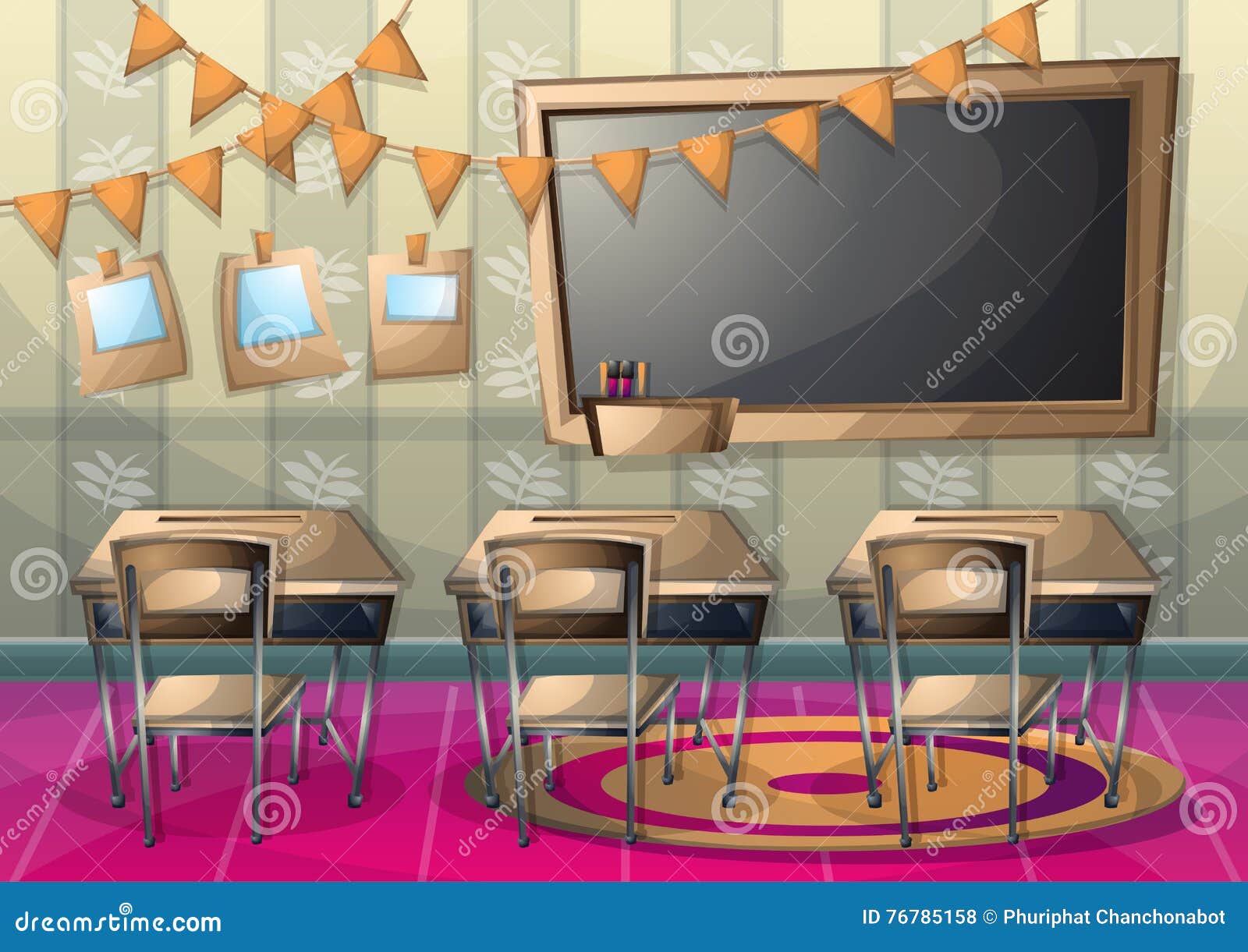 Cartoon Vector Illustration Interior Classroom with Separated Layers ...