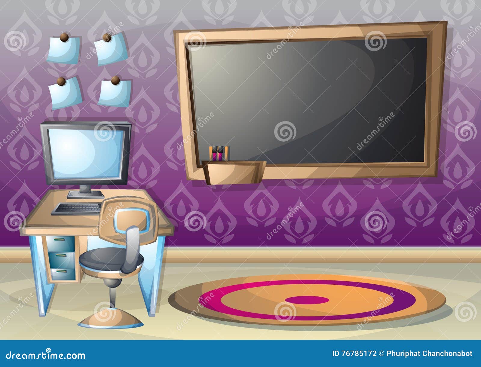 Cartoon Vector Illustration Interior Classroom with Separated Layers ...