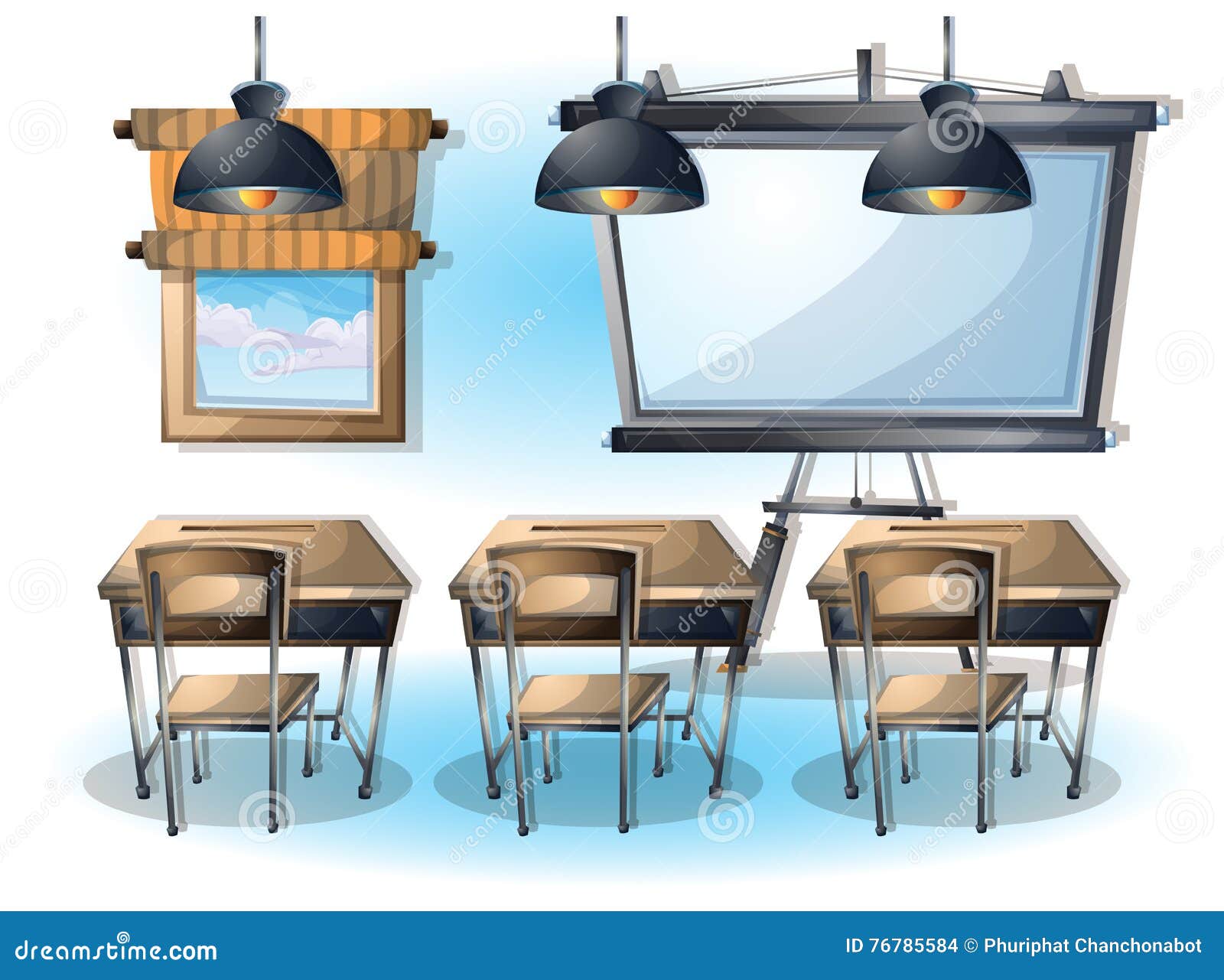 Cartoon Vector Illustration Interior Classroom with Separated Layers ...