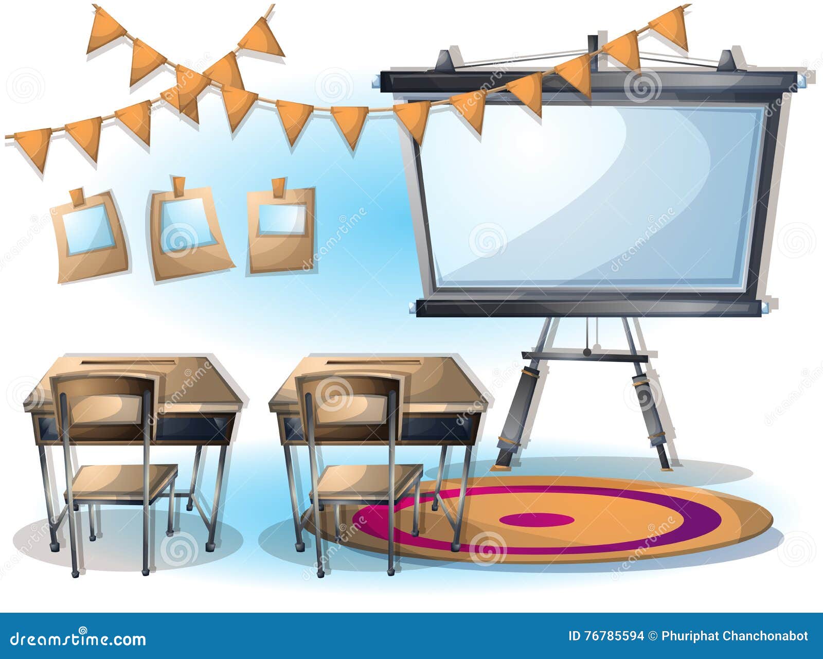 Cartoon Vector Illustration Interior Classroom with Separated Layers ...