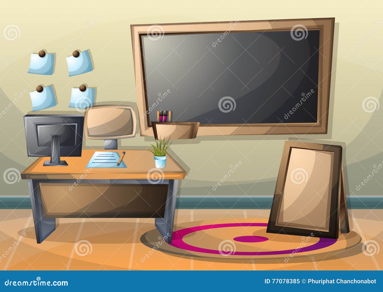 Cartoon Vector Illustration Interior Classroom with Separated Layers ...