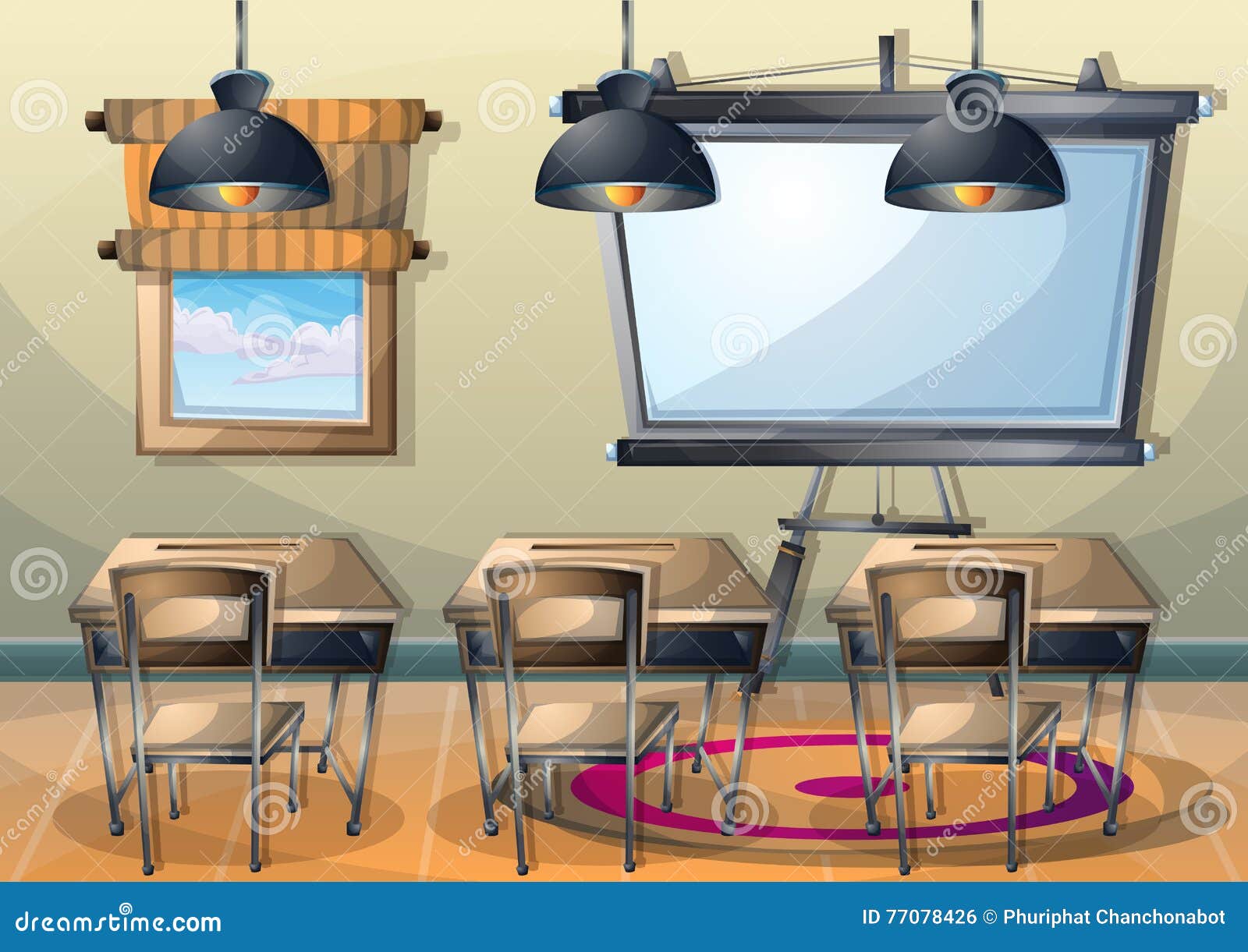 Cartoon Vector Illustration Interior Classroom with Separated Layers ...