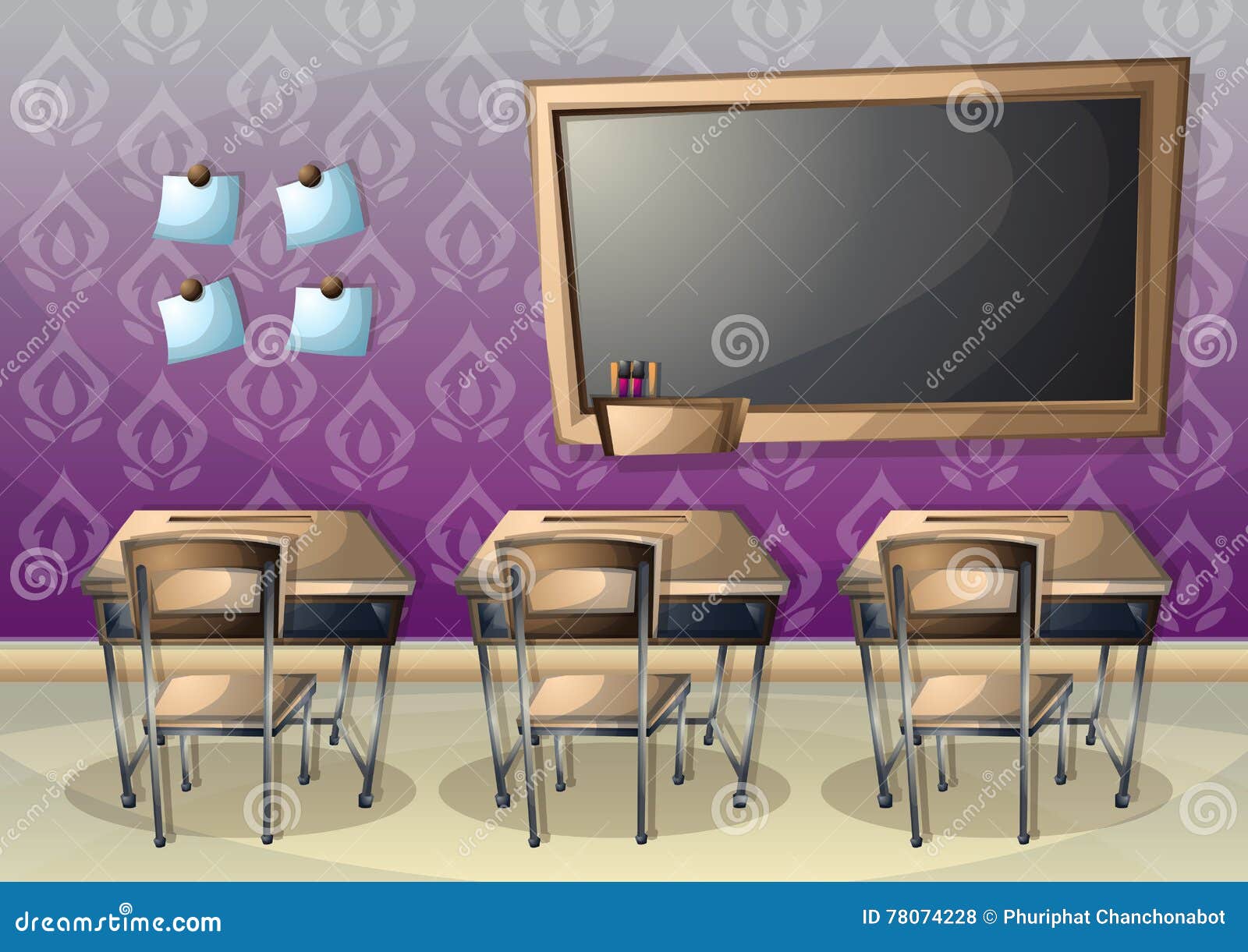Cartoon Vector Illustration Interior Classroom with Separated Layers ...