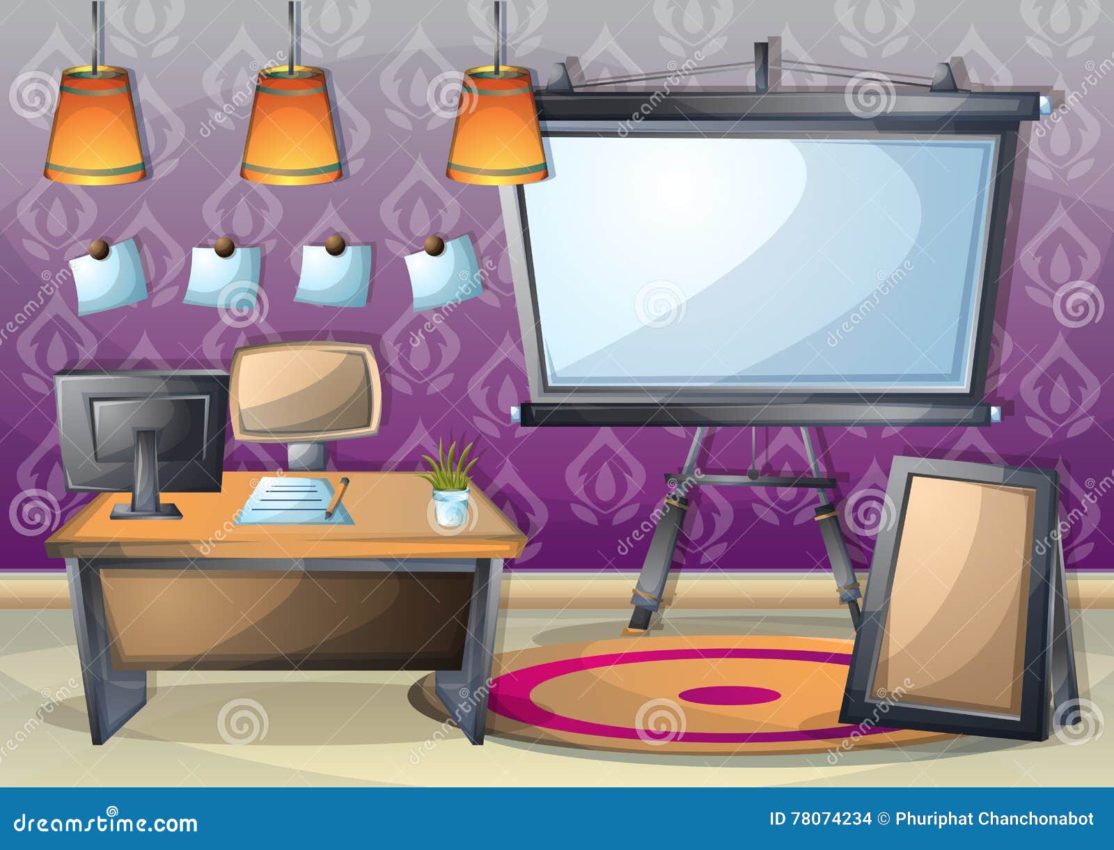Cartoon Vector Illustration Interior Classroom with Separated Layers ...