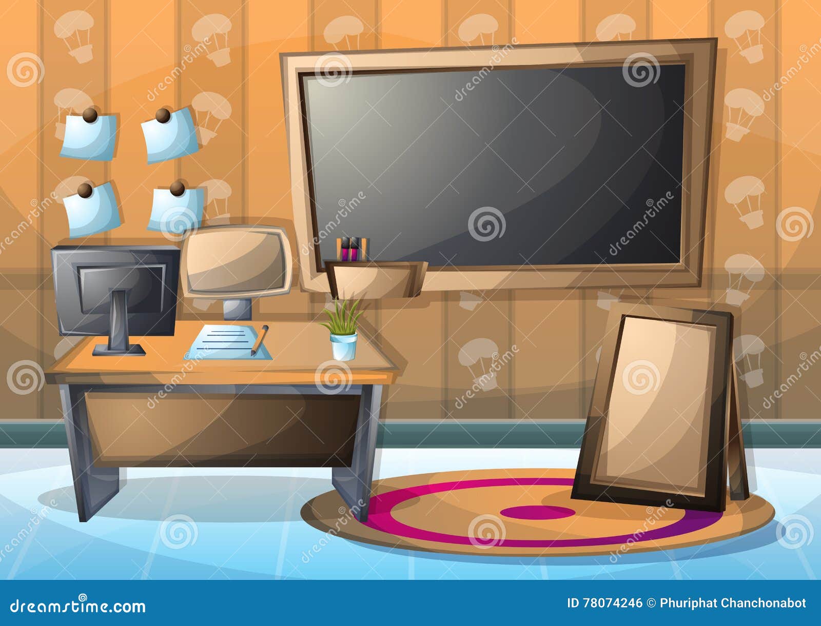 Cartoon Vector Illustration Interior Classroom with Separated Layers ...